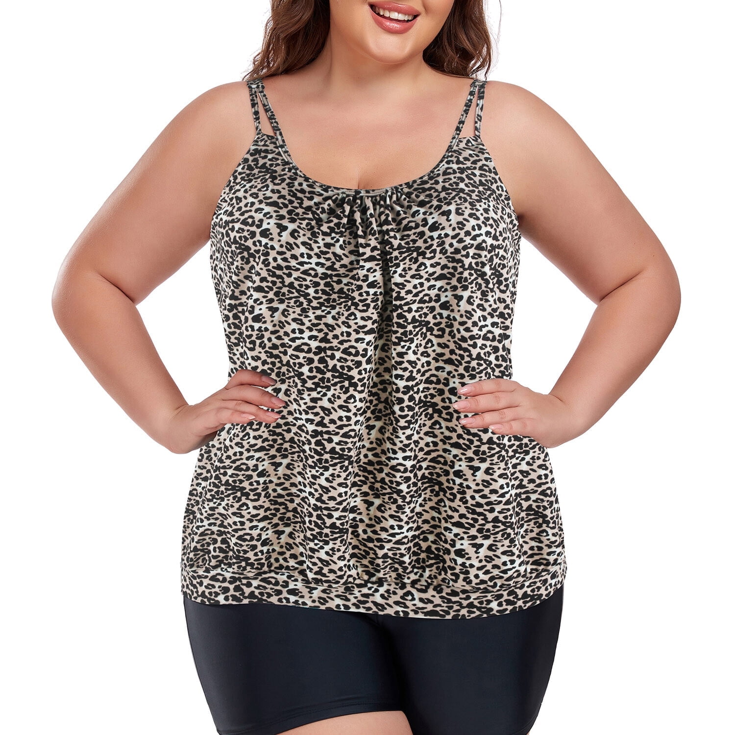 OCEAN BLUES Women's Plus Size Tankinis Long Torso Swimwear Top Only ...