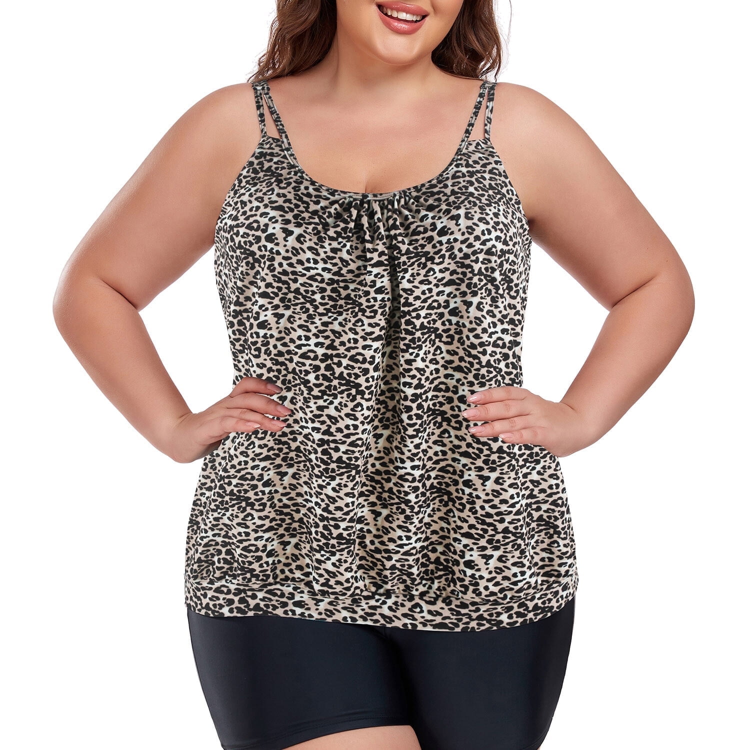 OCEAN BLUES Women's Plus Size Tankinis Long Torso Swimwear Top Only ...