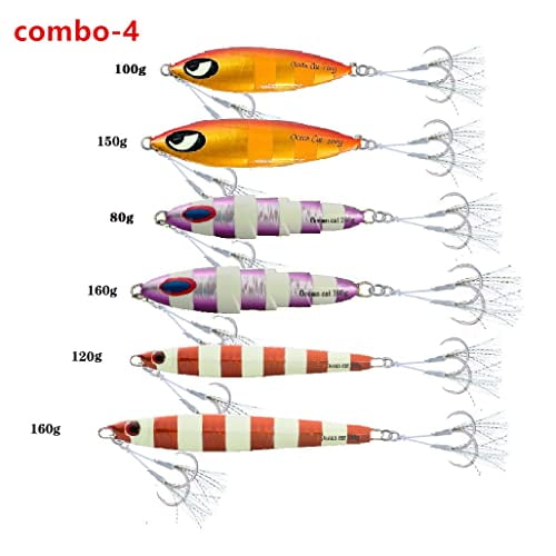 OCEAN CAT Jig 6 Pcs Combo Slow Pitch Jigs Fishing Lures Vertical Jigs ...