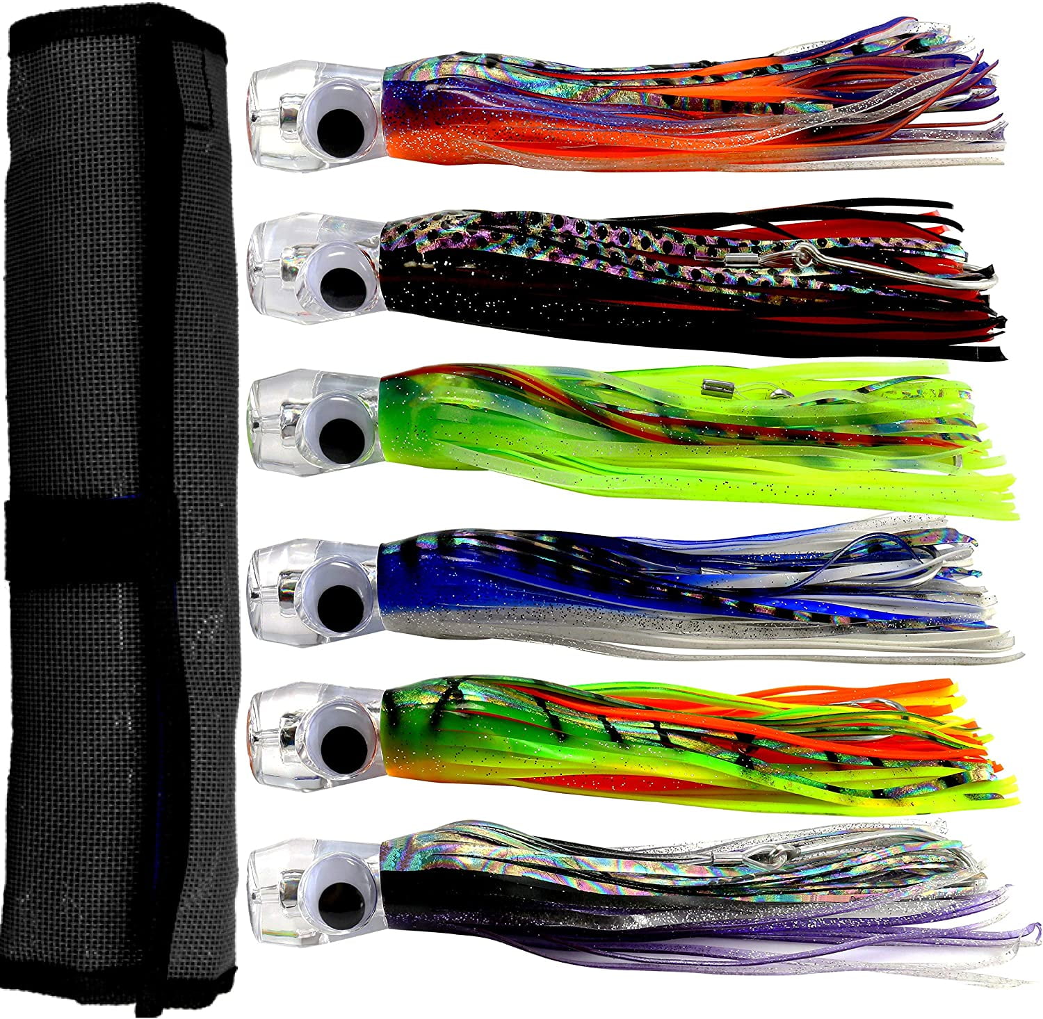 OCEAN CAT Saltwater Trolling Lures Set, Offshore Fishing Lure Rigged Circle Hook & 6 in/9 in ...