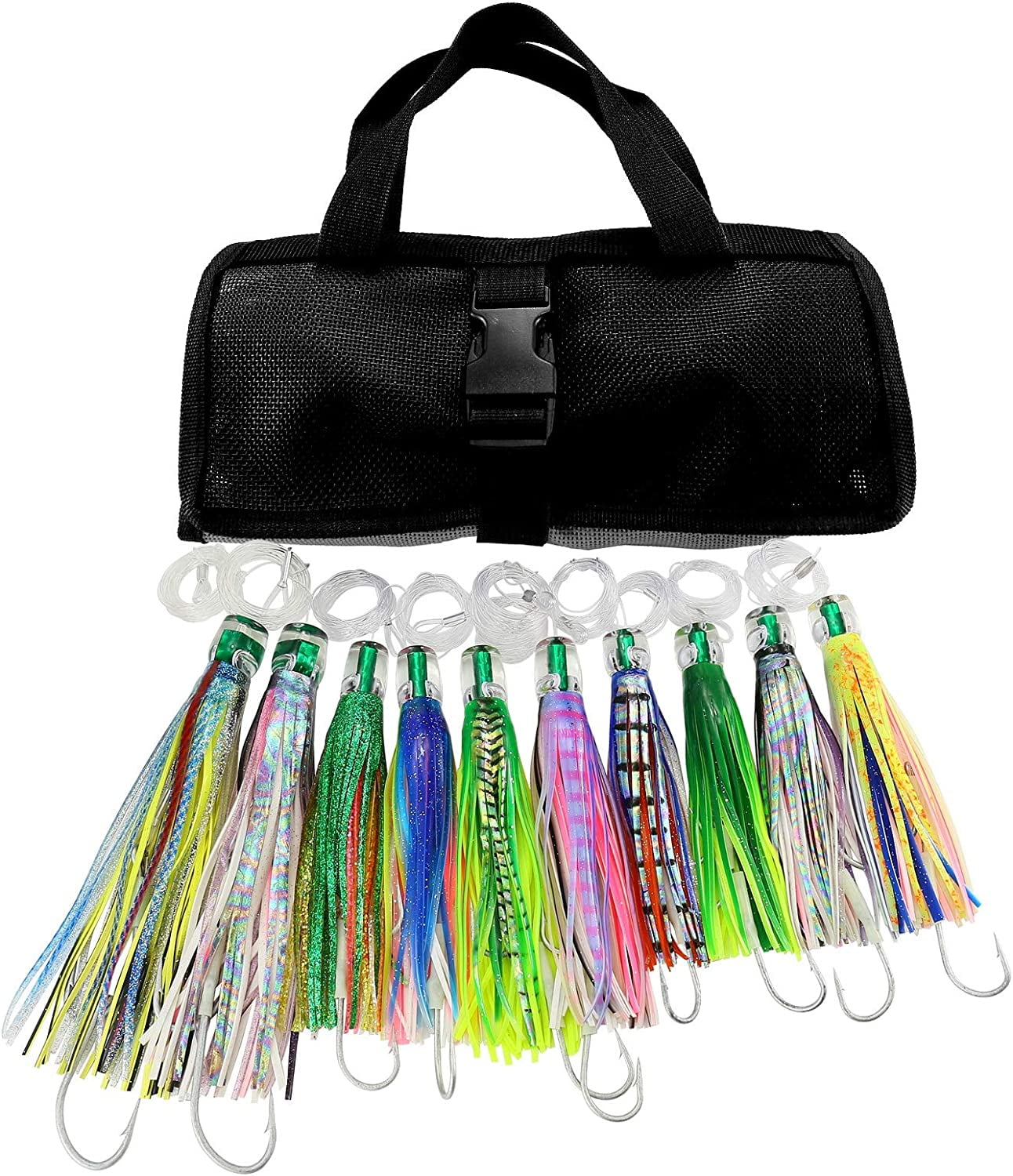 OCEAN CAT Saltwater Trolling Lures Set, Offshore Fishing Lure Rigged Circle Hook & 6 in/9 in ...