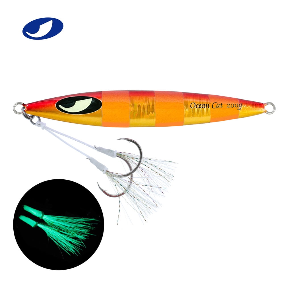 OCEAN CAT Slow Fall Fishing Lures Mental Lead Jigging Sea Baits Flat ...