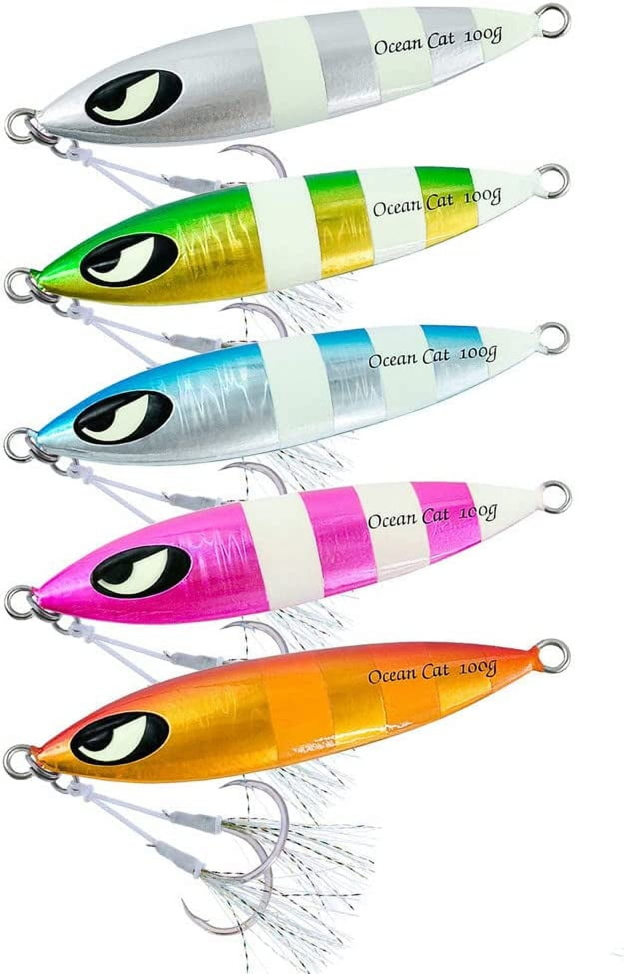 OCEAN CAT Slow Fall Pitch Fishing Lures Sinking Lead Metal Flat Jigs ...
