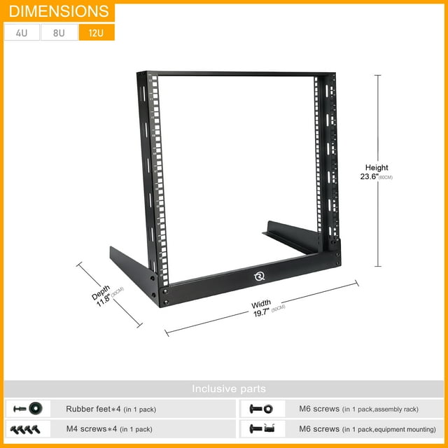 Free Shipping! OCEANHUG 12U Network Rack Ground & Desktop 19 Inch 2 ...