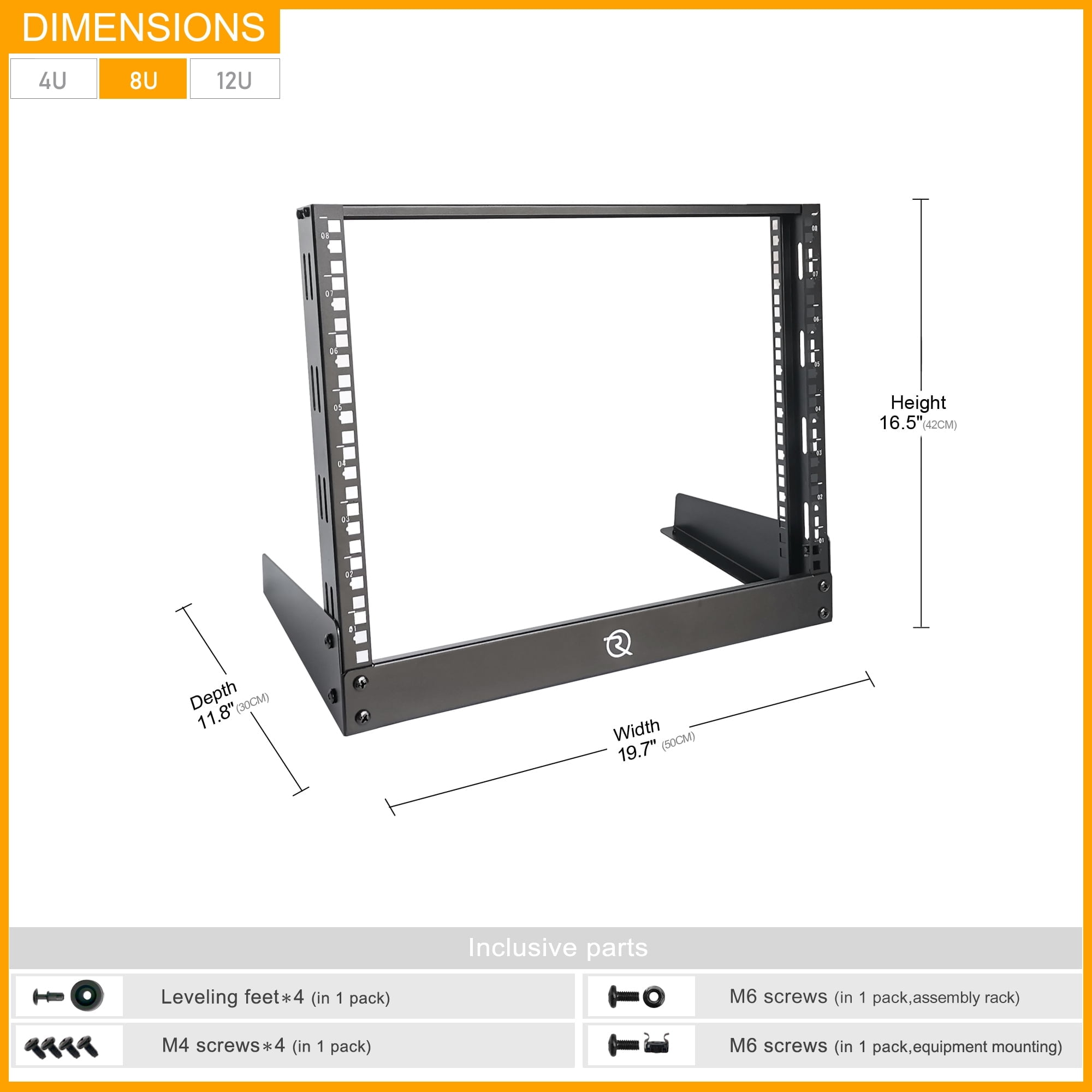 OCEANHUG 8U Network Rack Ground & Desktop 19 Inch 2 Post Open Frame ...