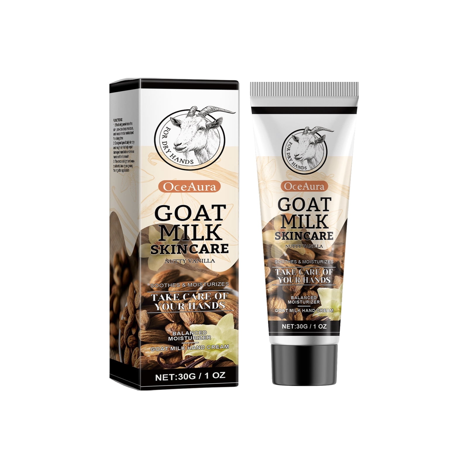 OCEAURA Nutty Vanilla Goat Milk Hand Cream, 1 oz - Walmart.com