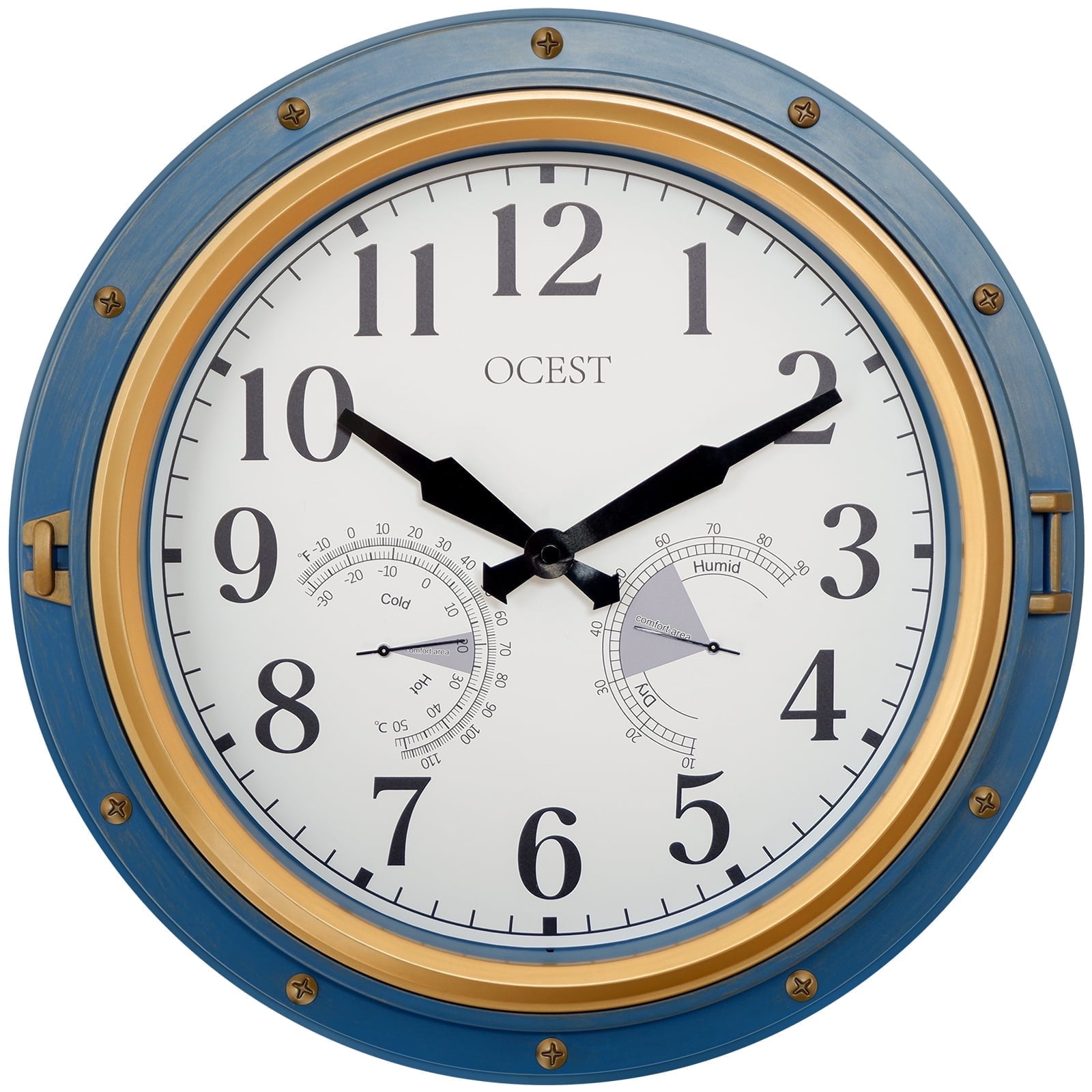 OCEST 16 Inch Outdoor Clock, Waterproof Silent Quartz, Thermometer ...