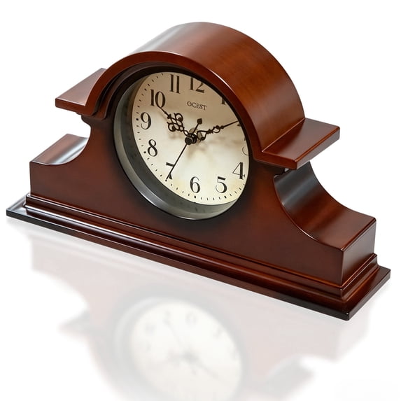 OCEST Vintage Mantel Clock, 13x7inch Battery Operated Wooden Mantel ...