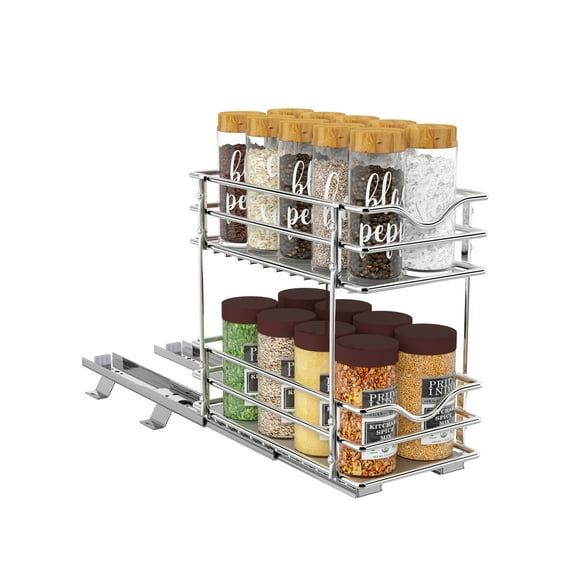 OCG 2 Tier Kitchen Pull Out Spice Drawer Organizer(4.9"W x 10.4"L x 10 ...