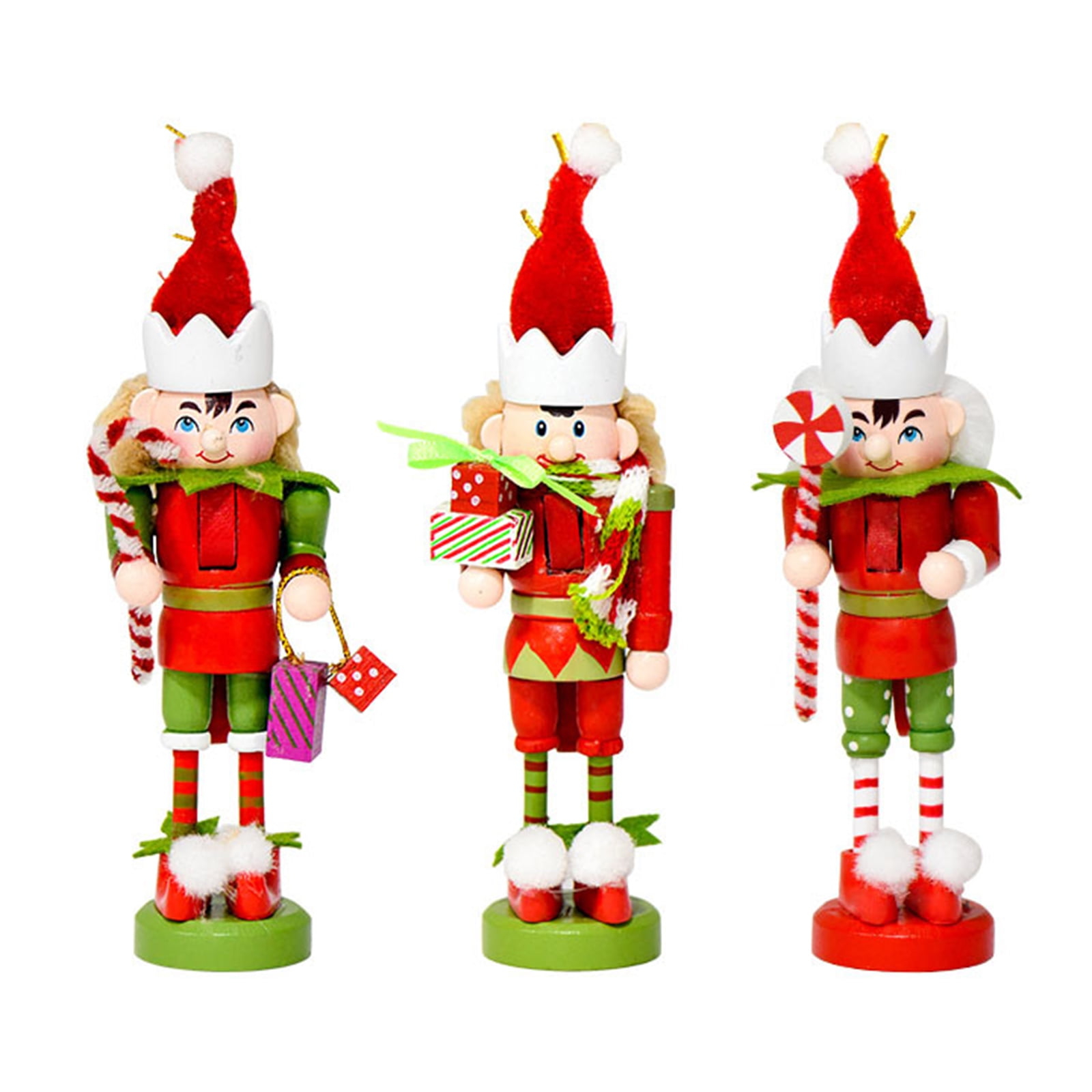 OCHINE Set of 3 Santa's Elf Nutcracker Ornament, 5.12 inch Nutcrackers ...