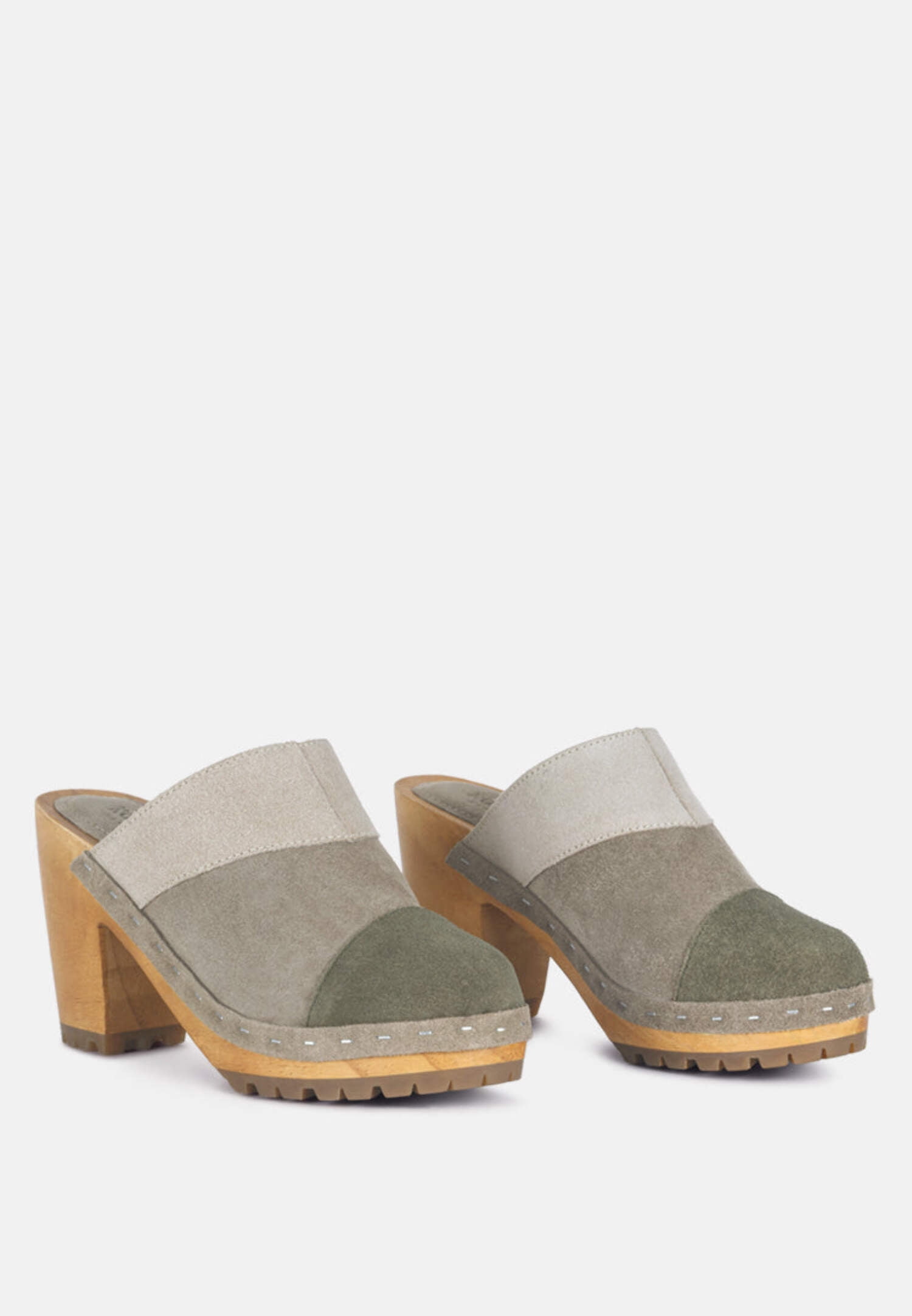 OCHROMA Vintage Patchwork Suede Mule Clogs in Olive - Walmart.com