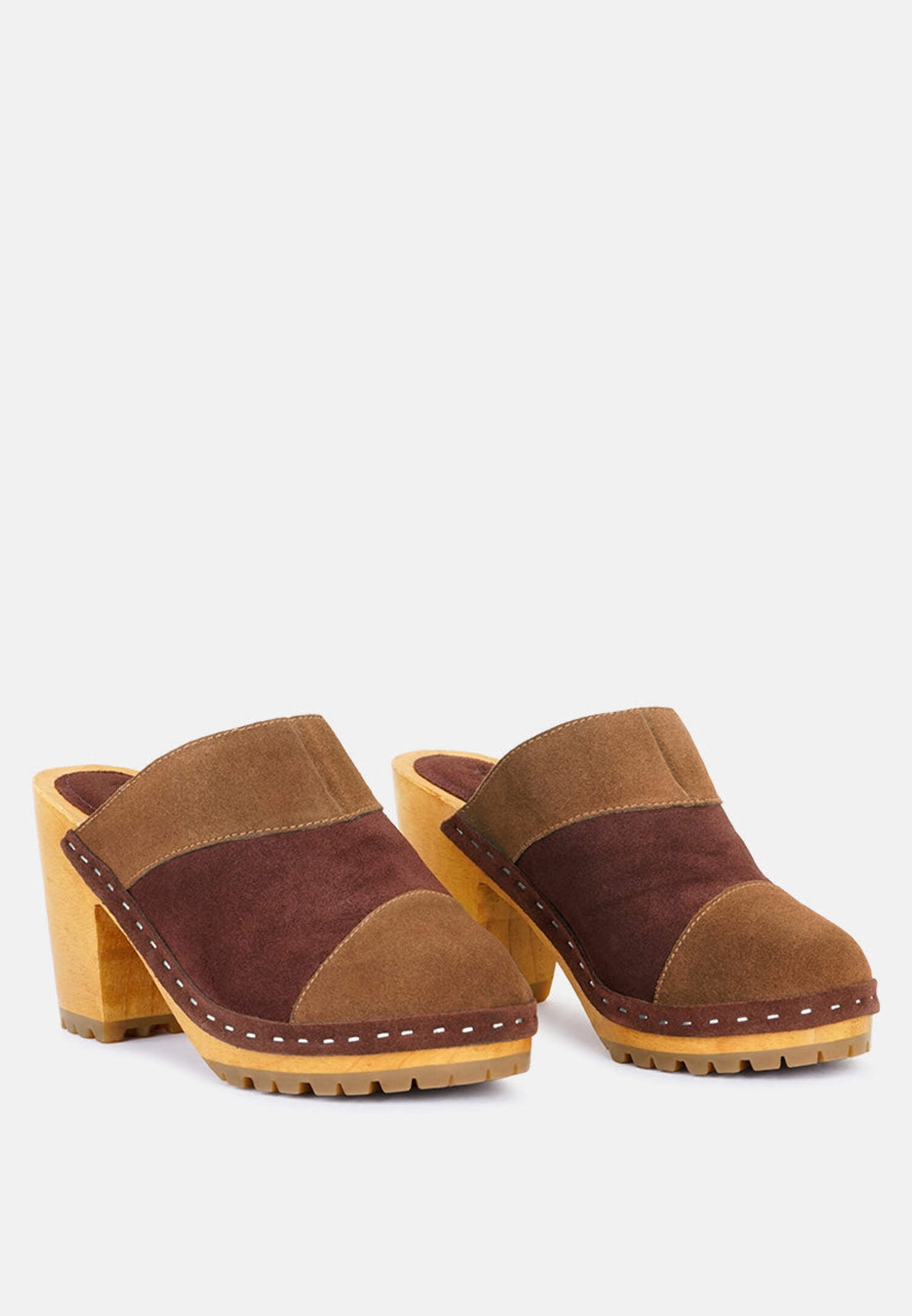 OCHROMA Vintage Patchwork Suede Mule Clogs in Tan - Walmart.com