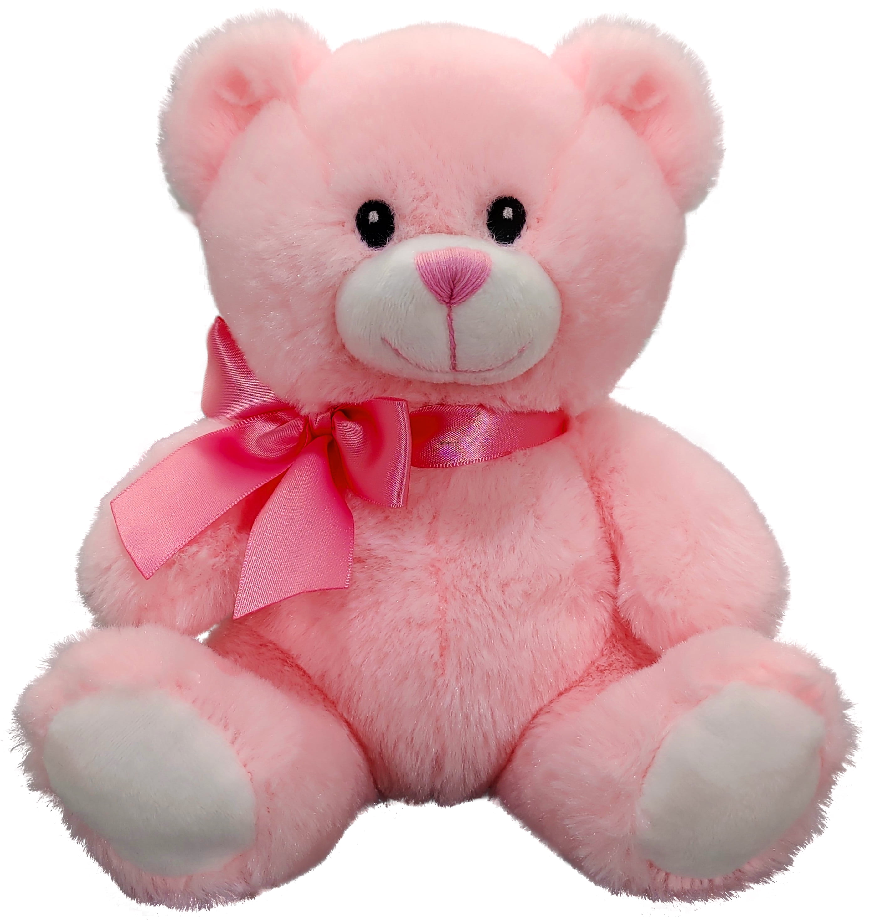 OCINAPALS 8" Pink Embroidered Eye Teddy Bear with Pink Ribbon - Walmart.com