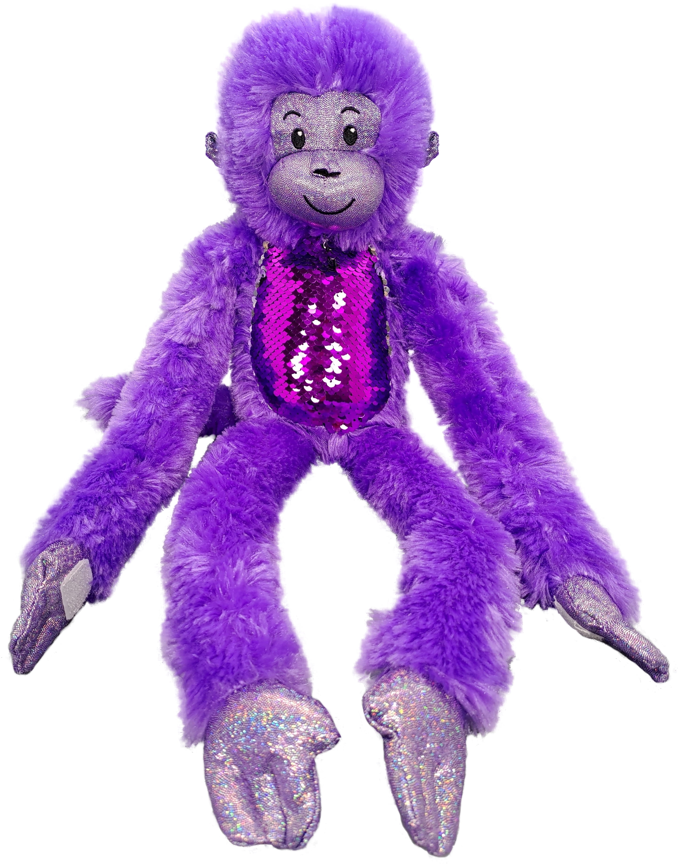 OCINAPALS Bright Purple Funkee Monkey with Velcro Hands and Sequin ...