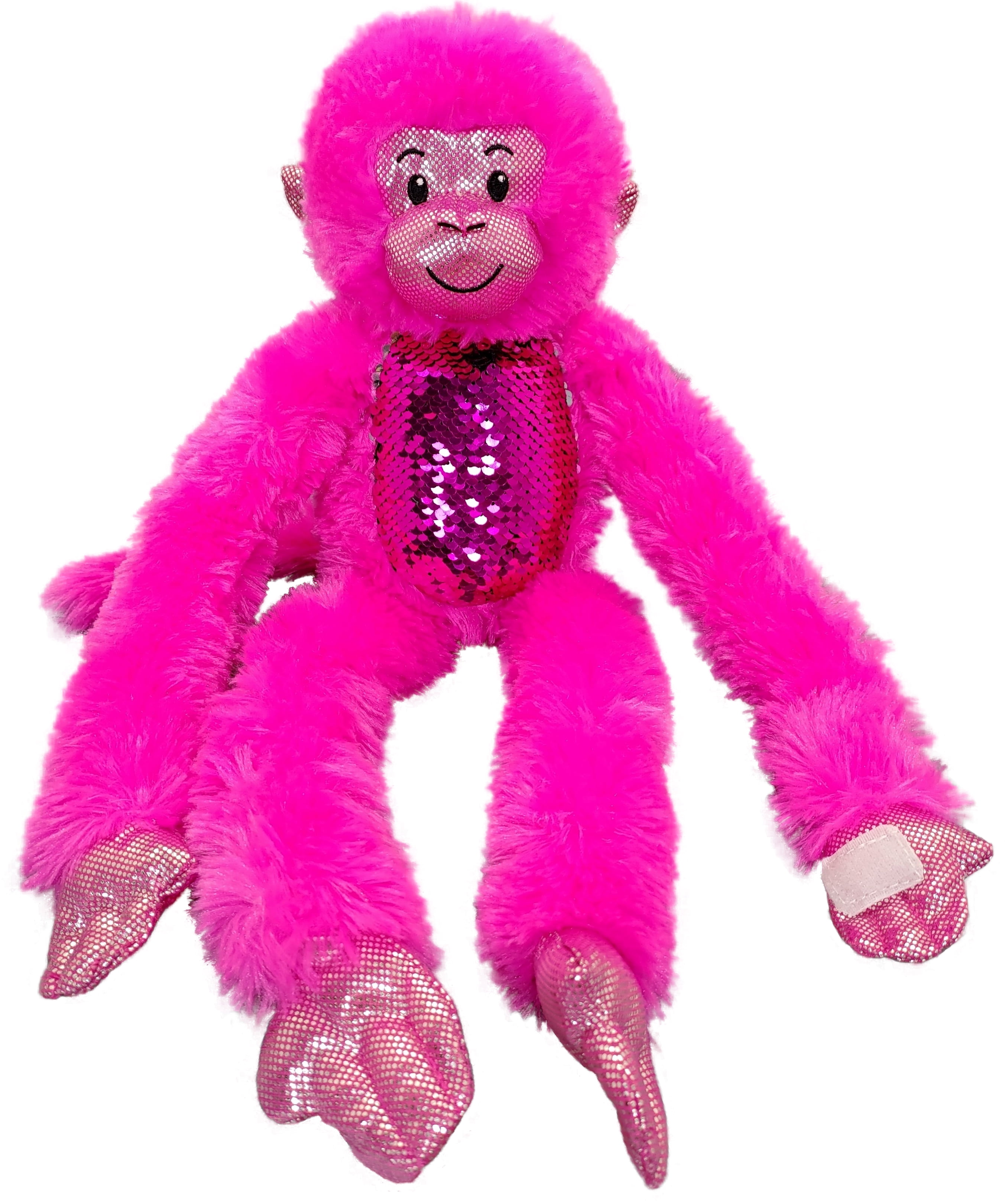 OCINAPALS Hot Pink Funkee Monkey with Velcro Hands and Sequin Belly, 21 ...