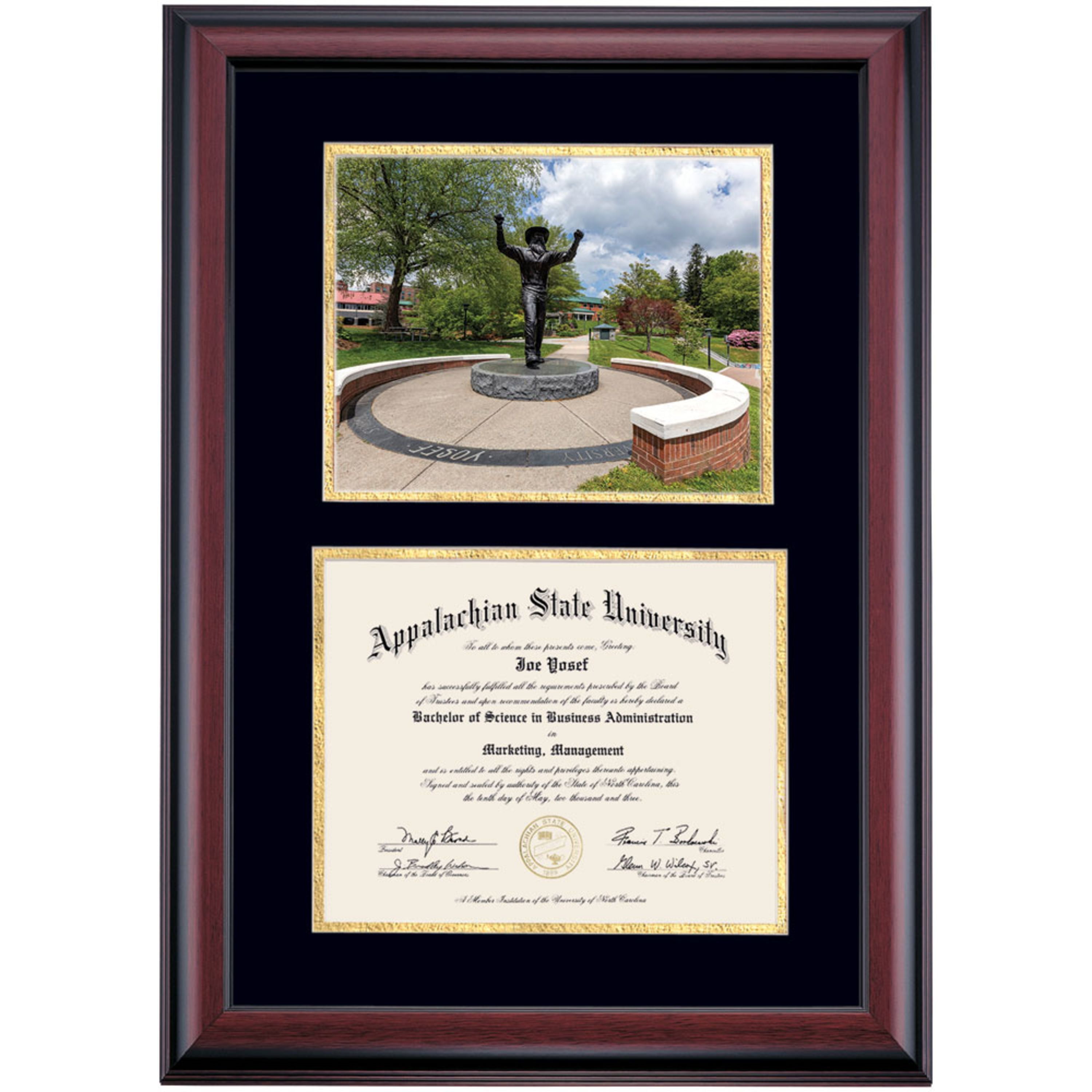 OCM Diploma Frame for Appalachian State University, Black/Gold Mat with ...