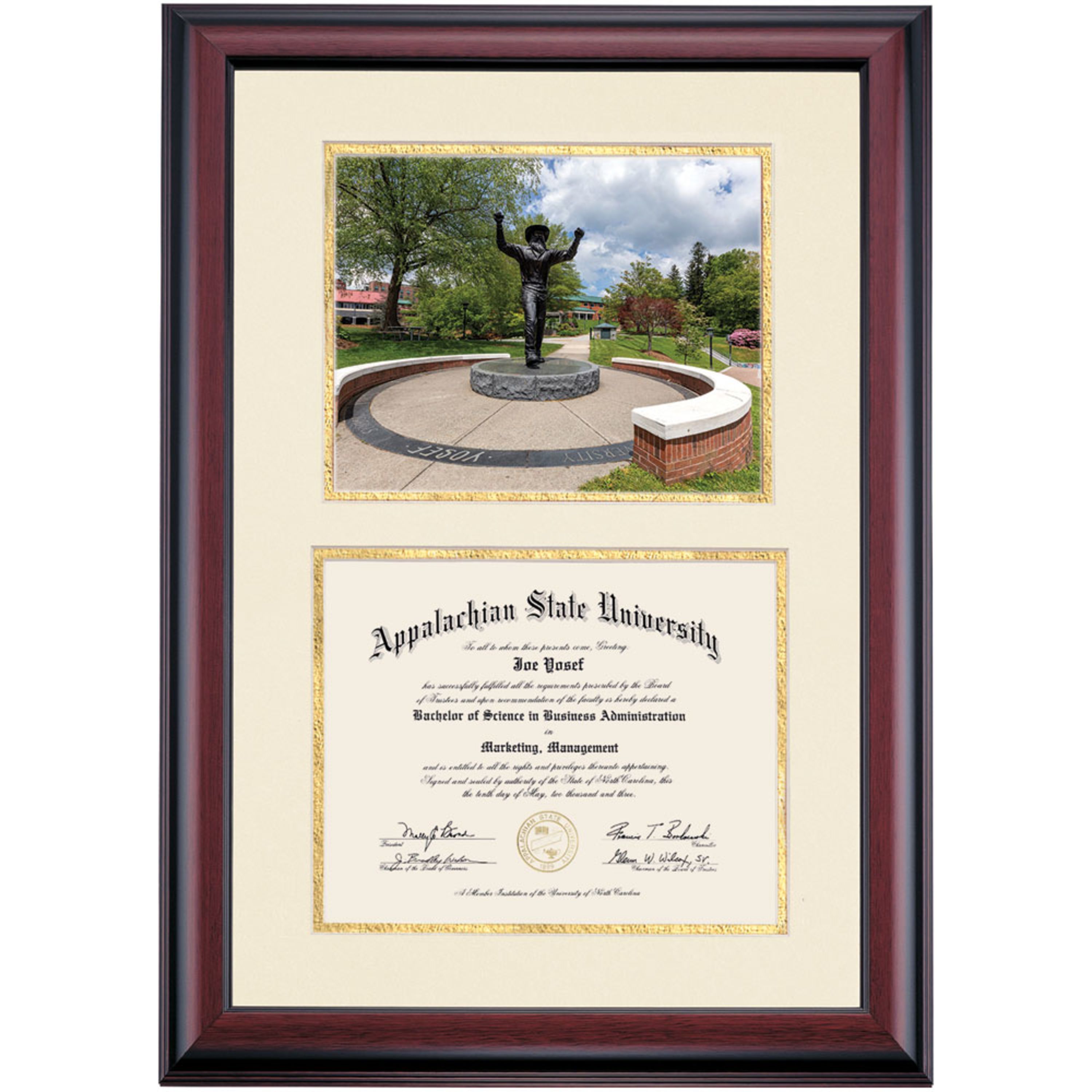 OCM Diploma Frame for Appalachian State University, Ivory/Gold Mat with ...