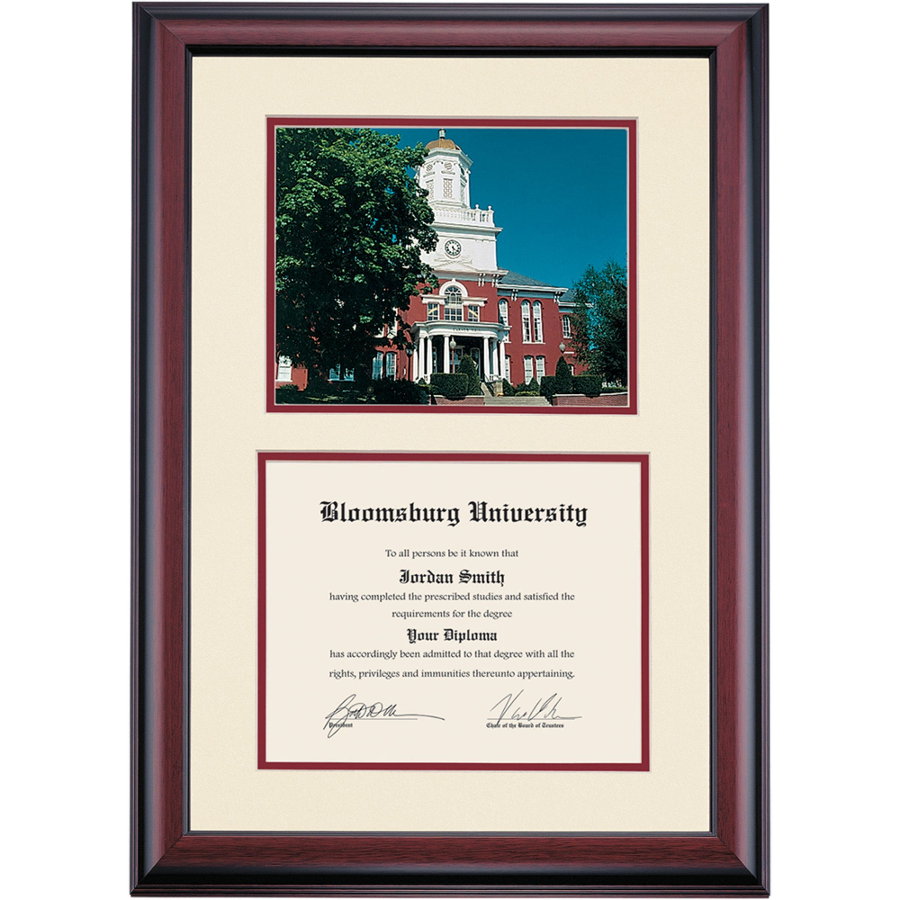 OCM Diploma Frame for Bloomsburg University, Ivory/Maroon Mat with ...