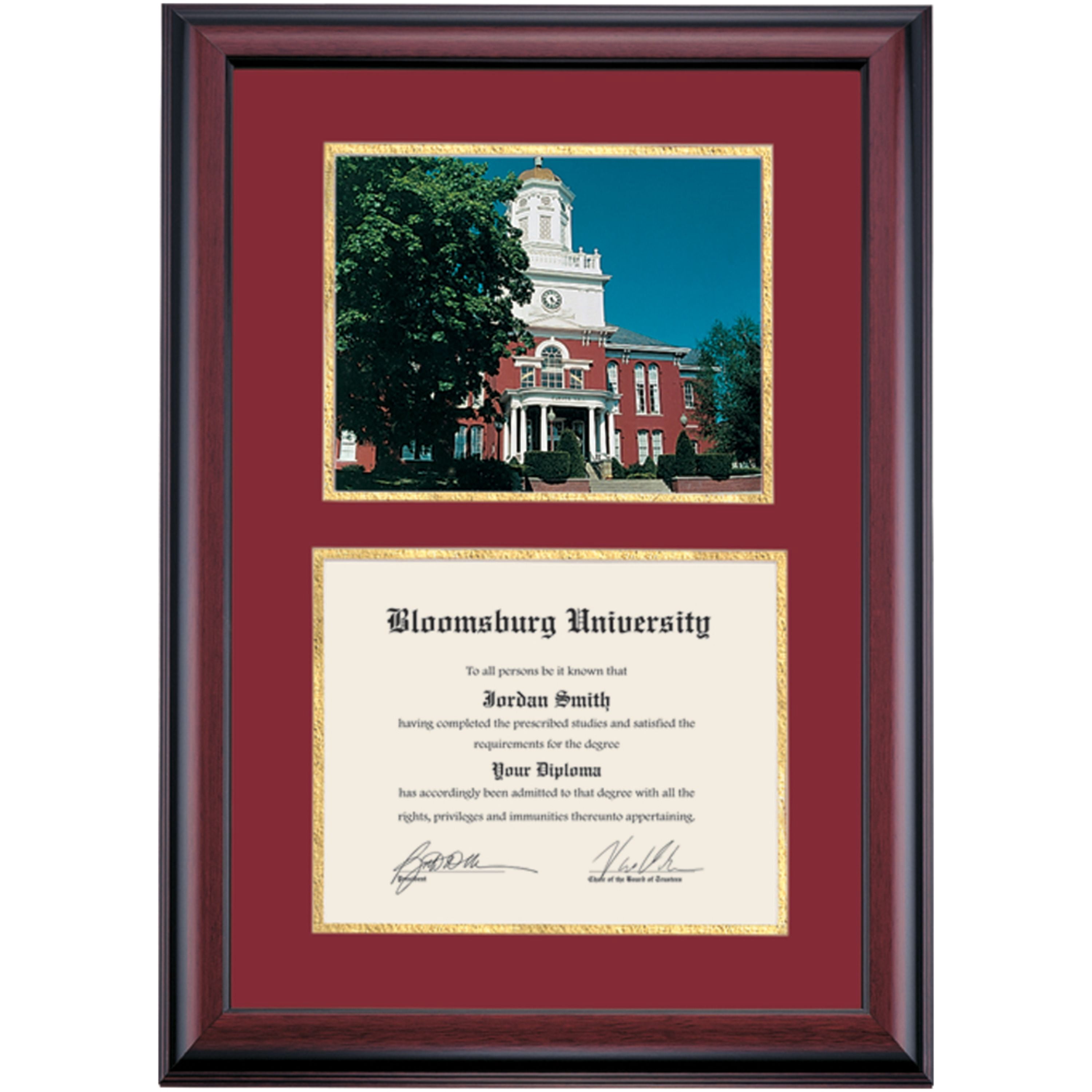 OCM Diploma Frame for Bloomsburg University, Maroon/Gold Mat with ...