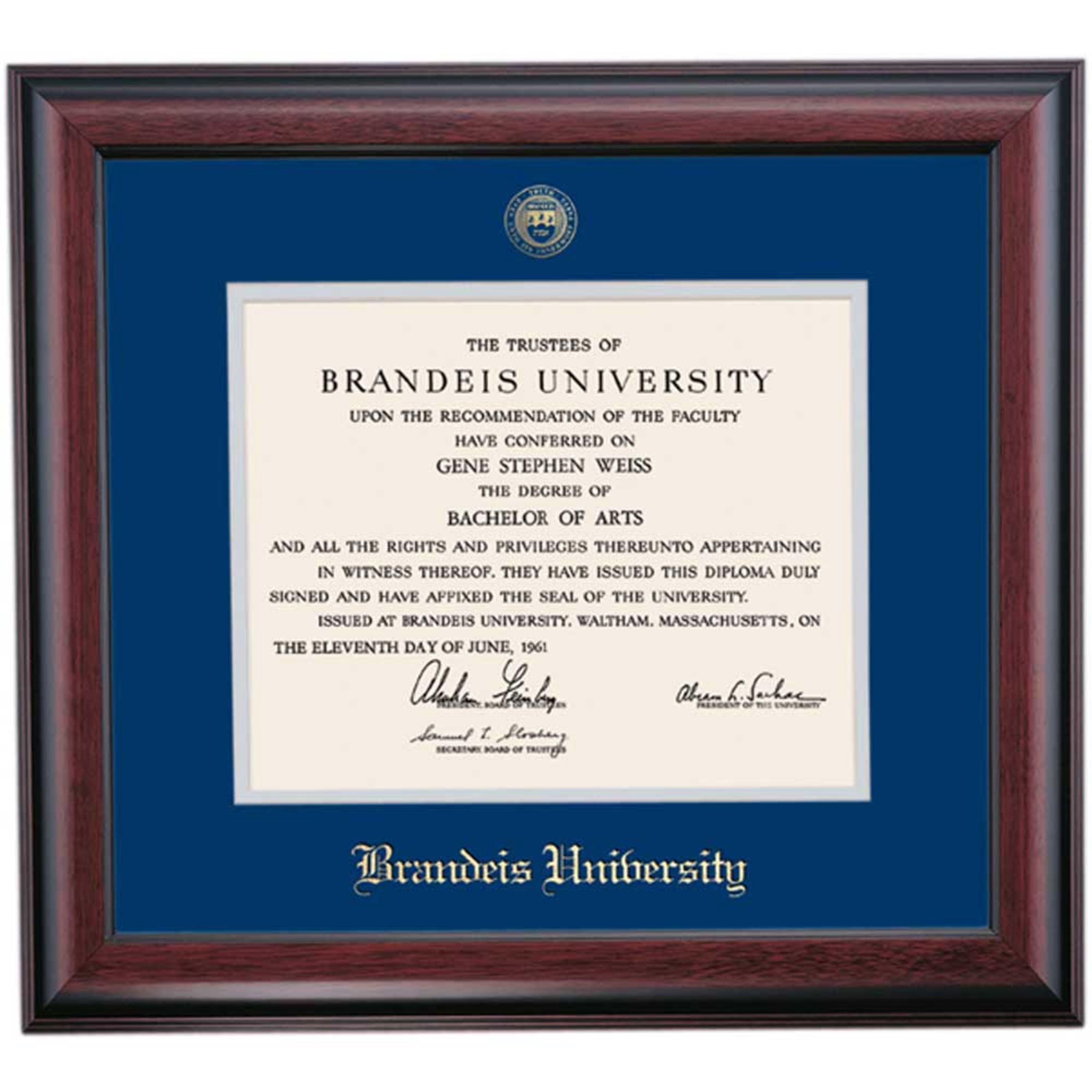 OCM Diploma Frame for Brandeis University, 17" x 19" Diploma ...