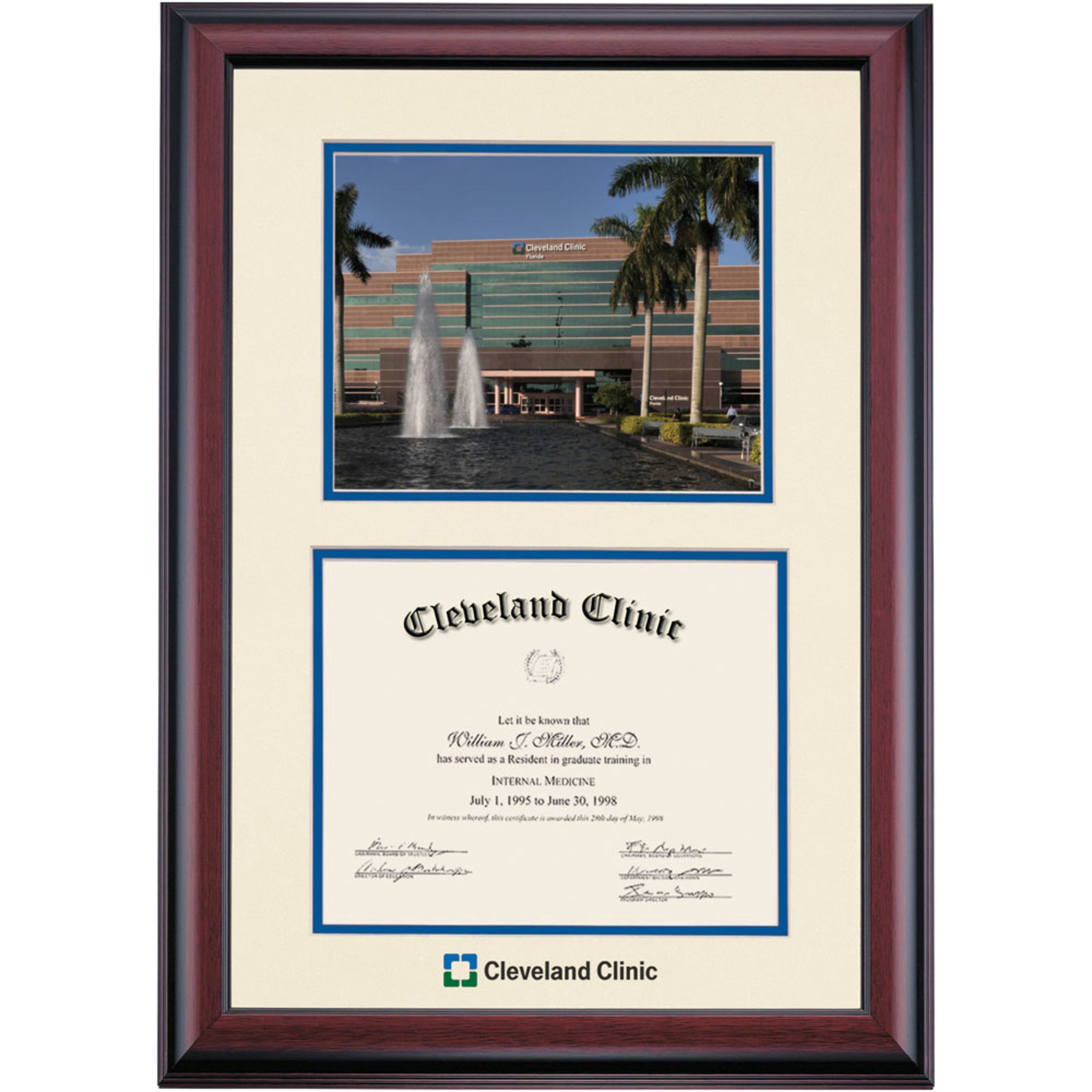 OCM Diploma Frame for Cleveland Clinic, Ivory/Royal Blue Mat with ...