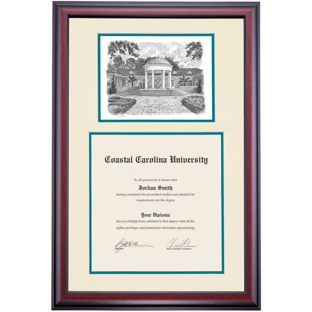 OCM Diploma Frame for Coastal Carolina University, Ivory/Teal Mat with ...