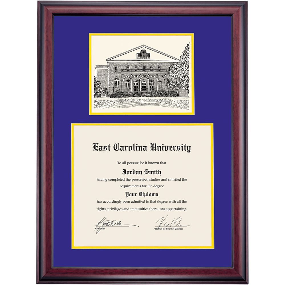OCM Diploma Frame for East Carolina University ECU, Purple/Yellow Mat ...