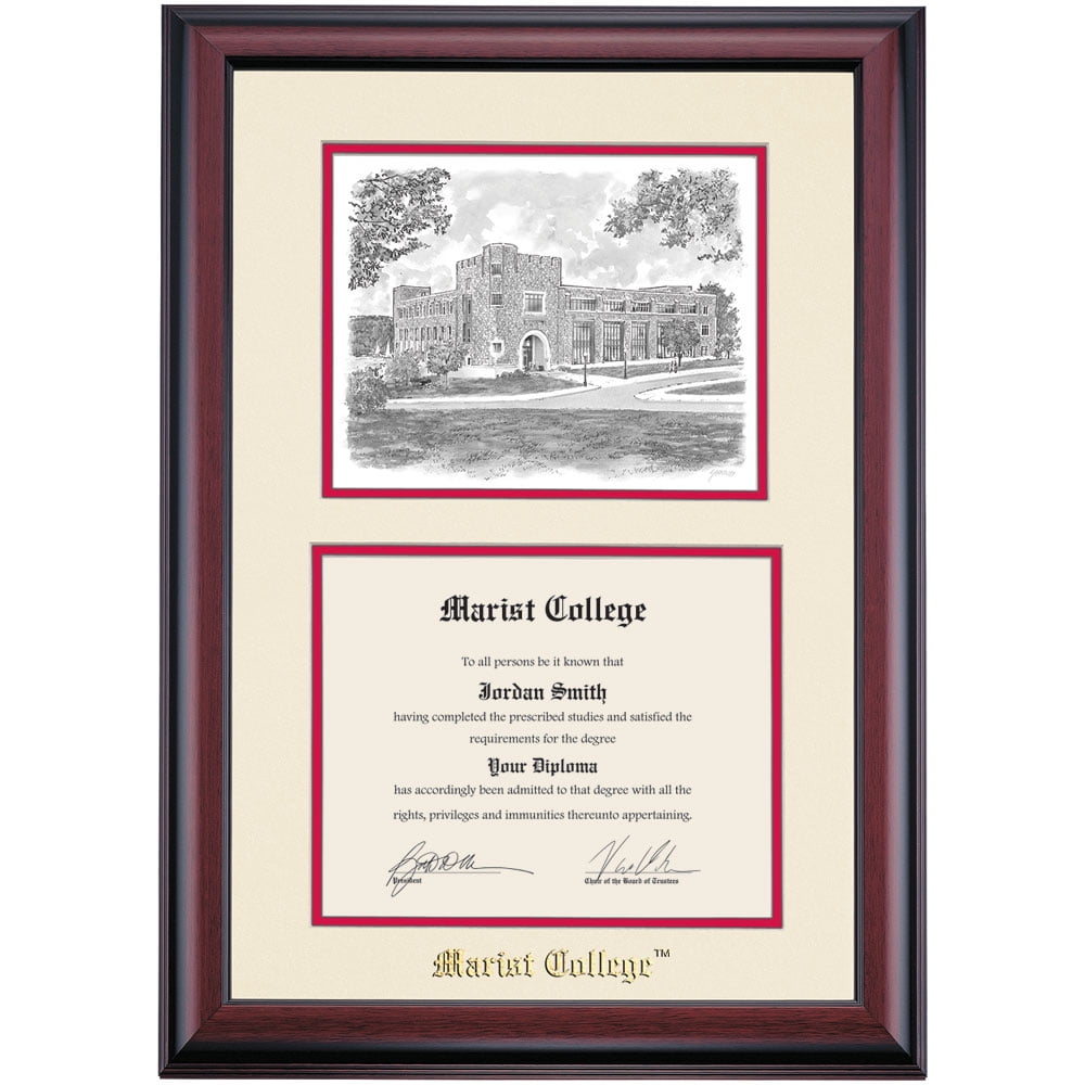 OCM Diploma Frame for Marist College, Ivory/Maroon Mat with Hancock ...