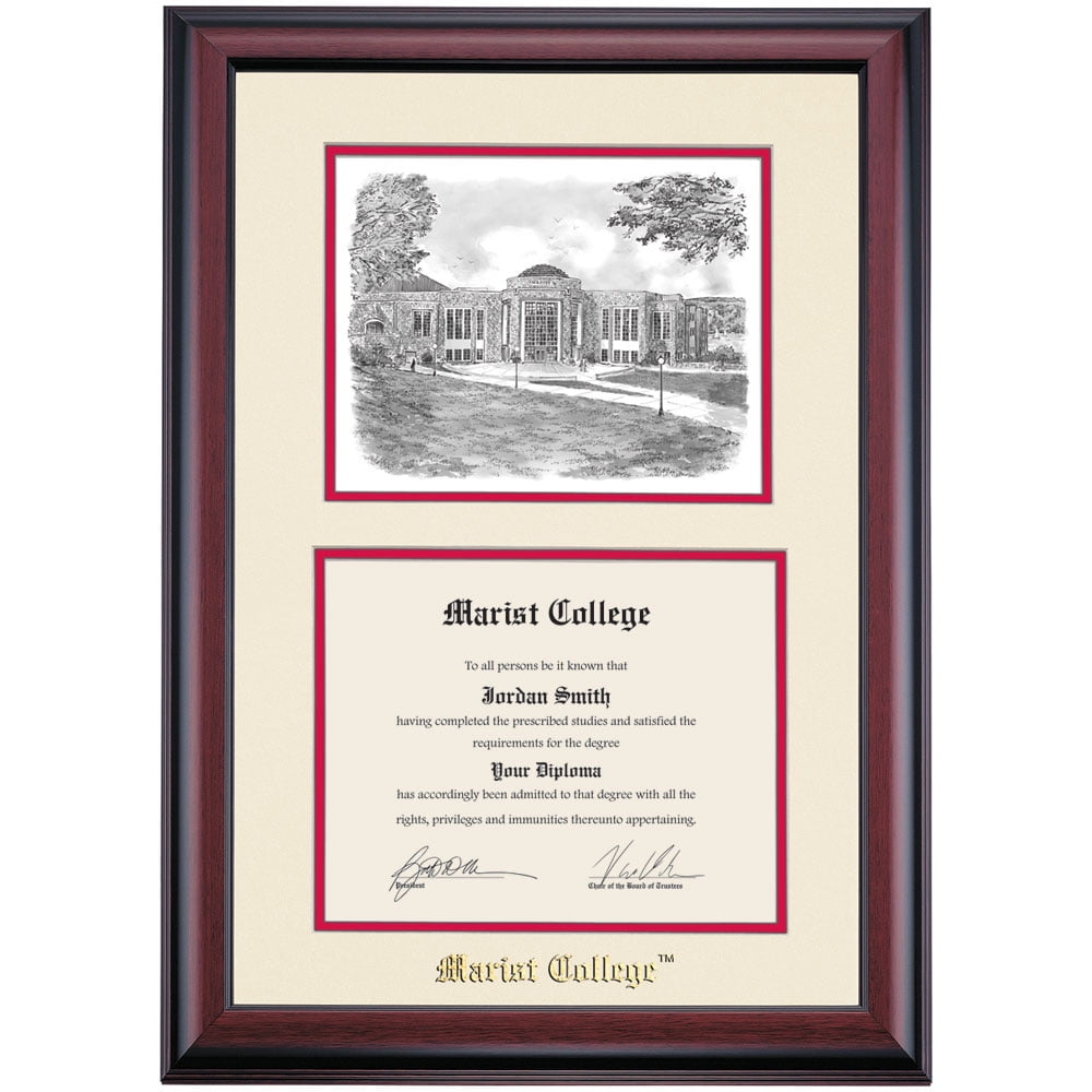 OCM Diploma Frame for Marist College, Ivory/Maroon Mat with Rotunda Pen ...