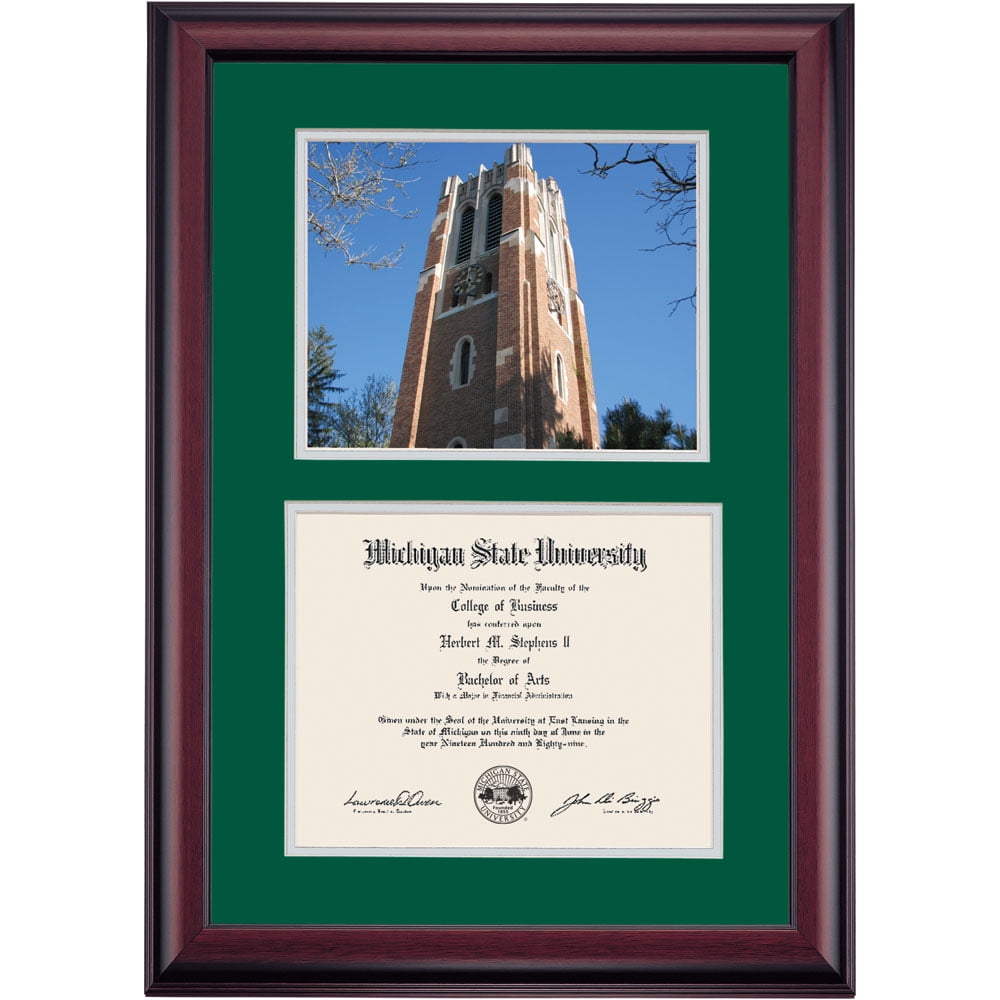 OCM Diploma Frame for Michigan State University MSU, Hunter Green/Gray ...