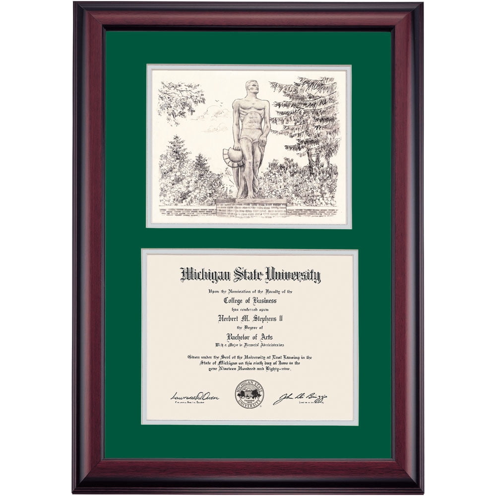 OCM Diploma Frame for Michigan State University MSU, Hunter Green/Gray ...