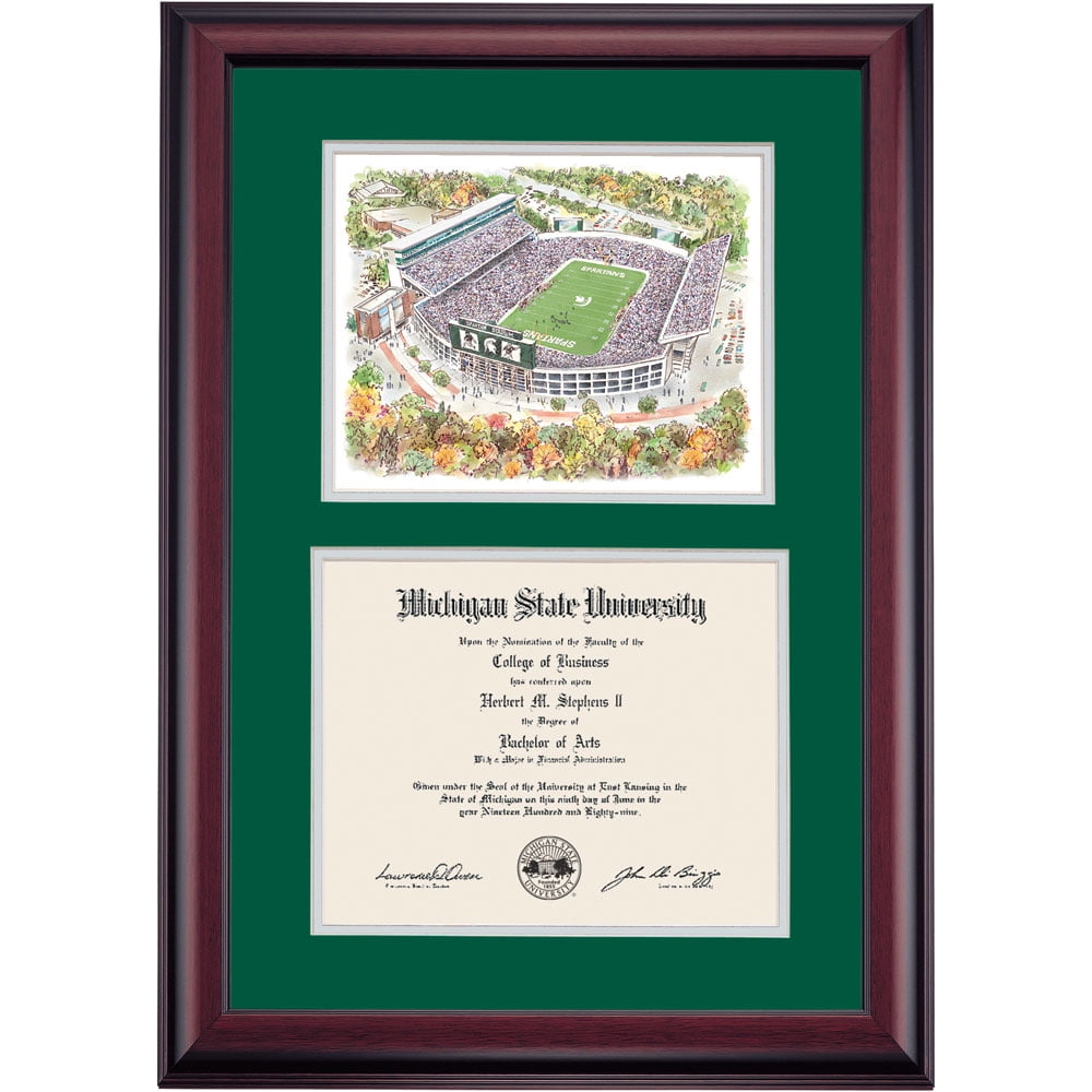 OCM Diploma Frame for Michigan State University MSU, Hunter Green/Gray ...