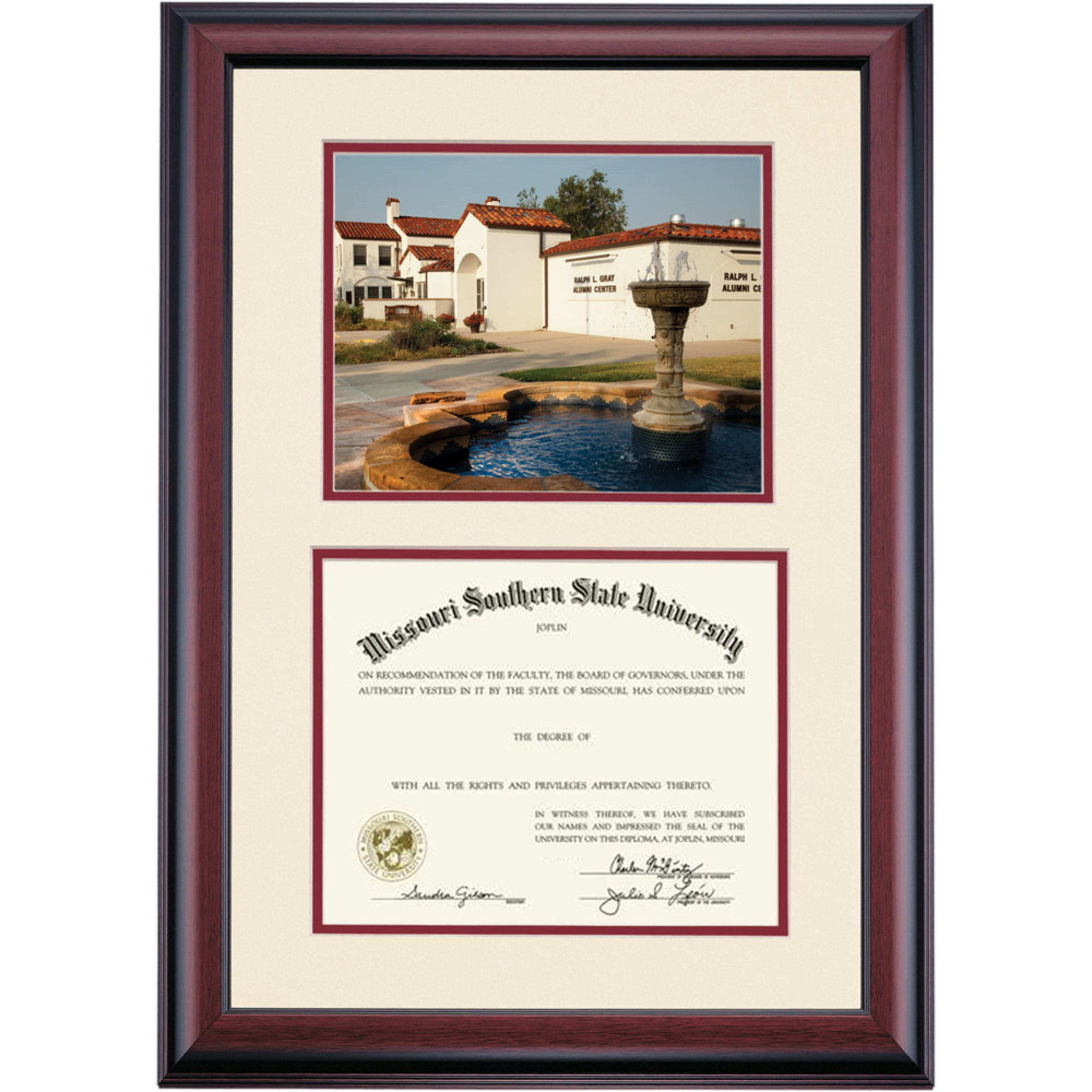 OCM Diploma Frame for Missouri Southern MSSU, Ivory/Maroon Mat with ...