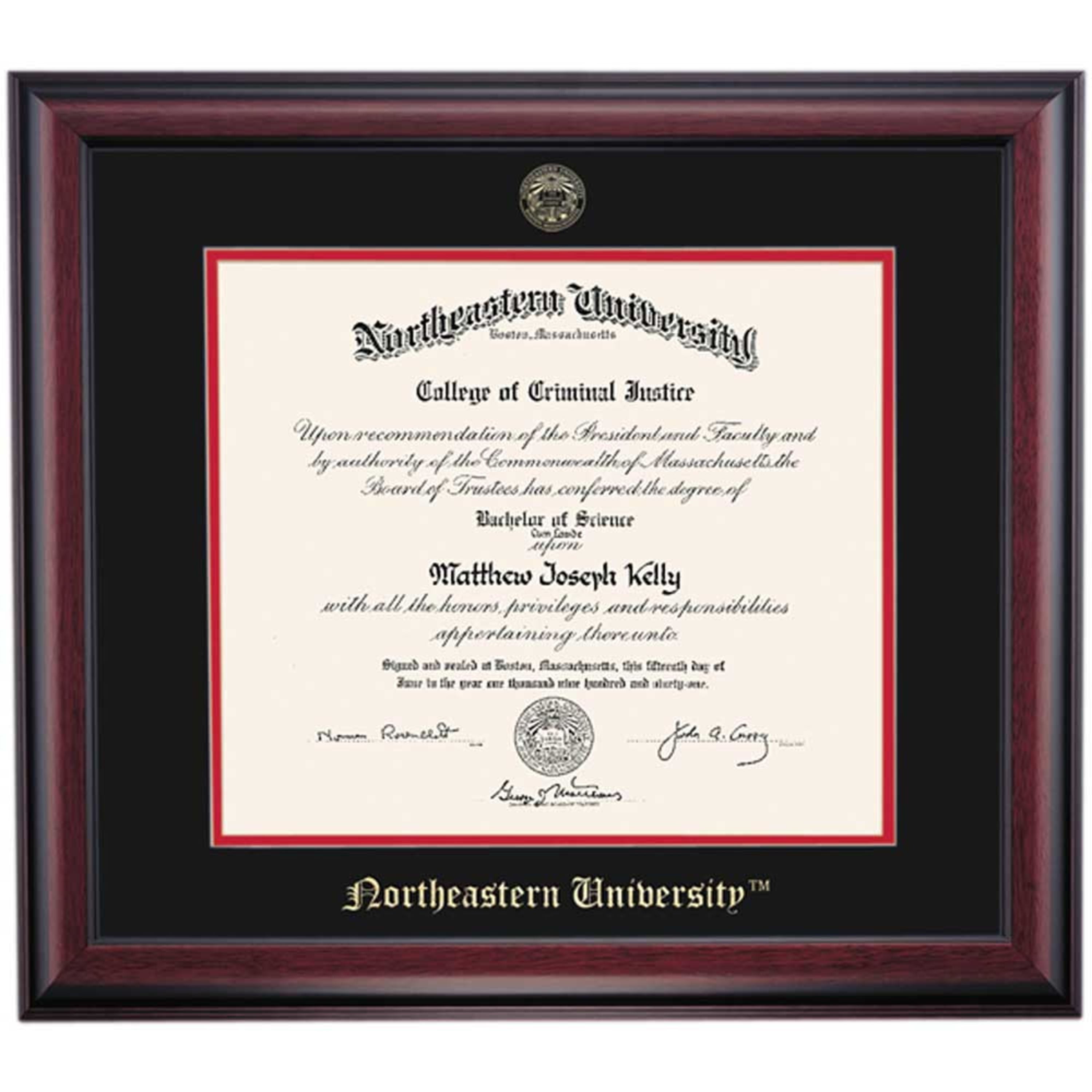 OCM Diploma Frame for Northeastern University NU, 19" x 21" Diploma ...