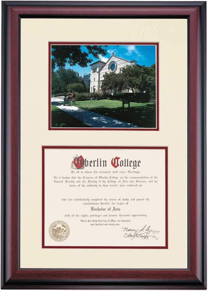 OCM Diploma Frame for Oberlin College and Conservatory, Ivory/Maroon ...