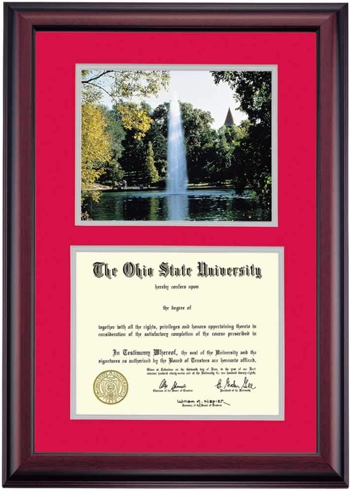 OCM Diploma Frame for Ohio State University OSU, Cherry/Gray Mat with ...