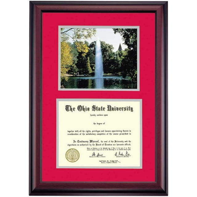 OCM Diploma Frame for Ohio State University OSU, Cherry/Gray Mat with ...