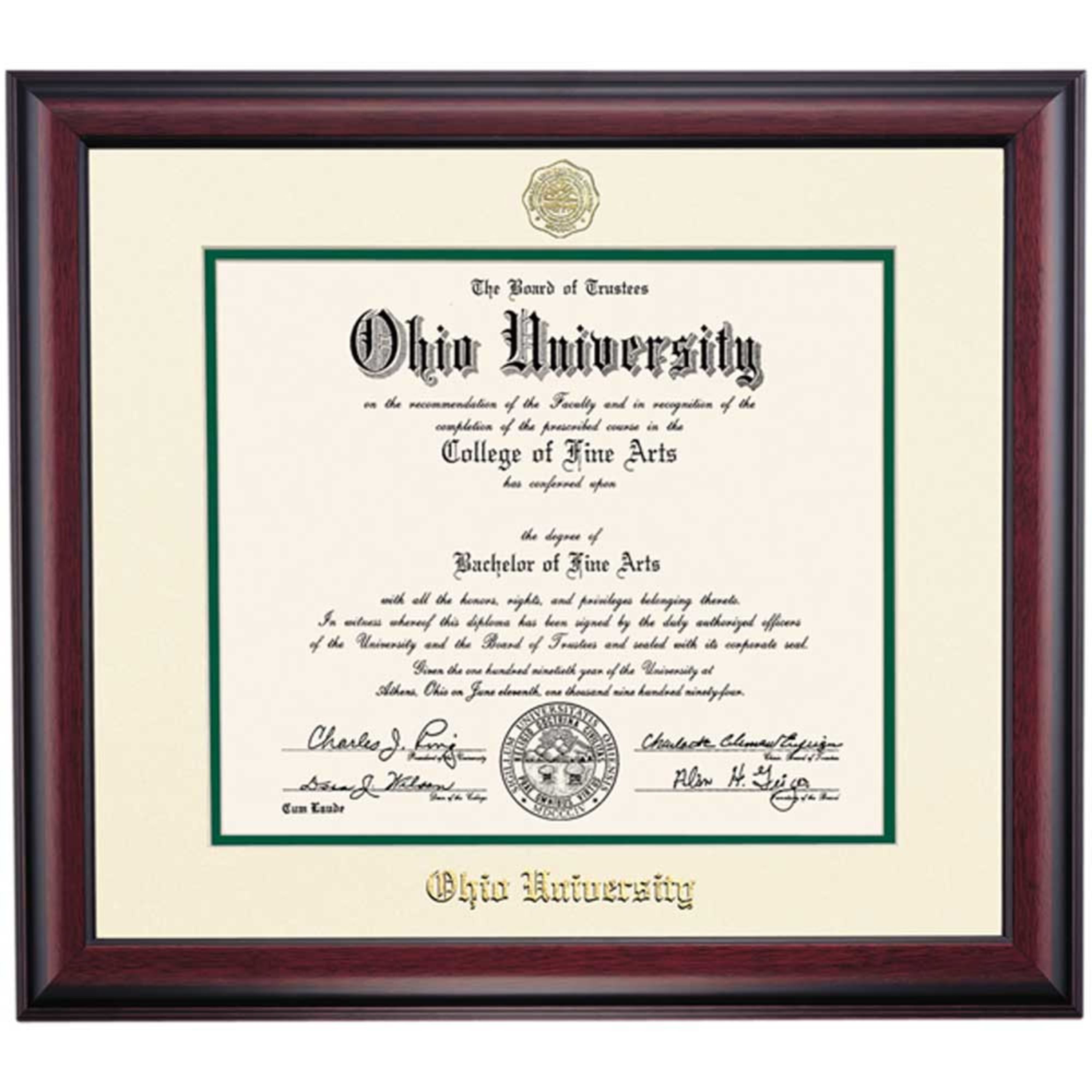 OCM Diploma Frame for Ohio University OU, 19" x 21" Bachelors & Masters ...