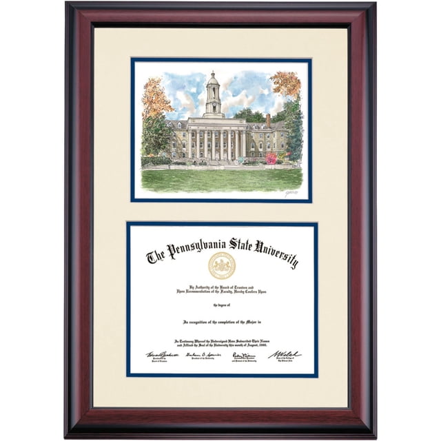 OCM Diploma Frame for Penn State PSU, Ivory/Navy Mat with Old Main ...