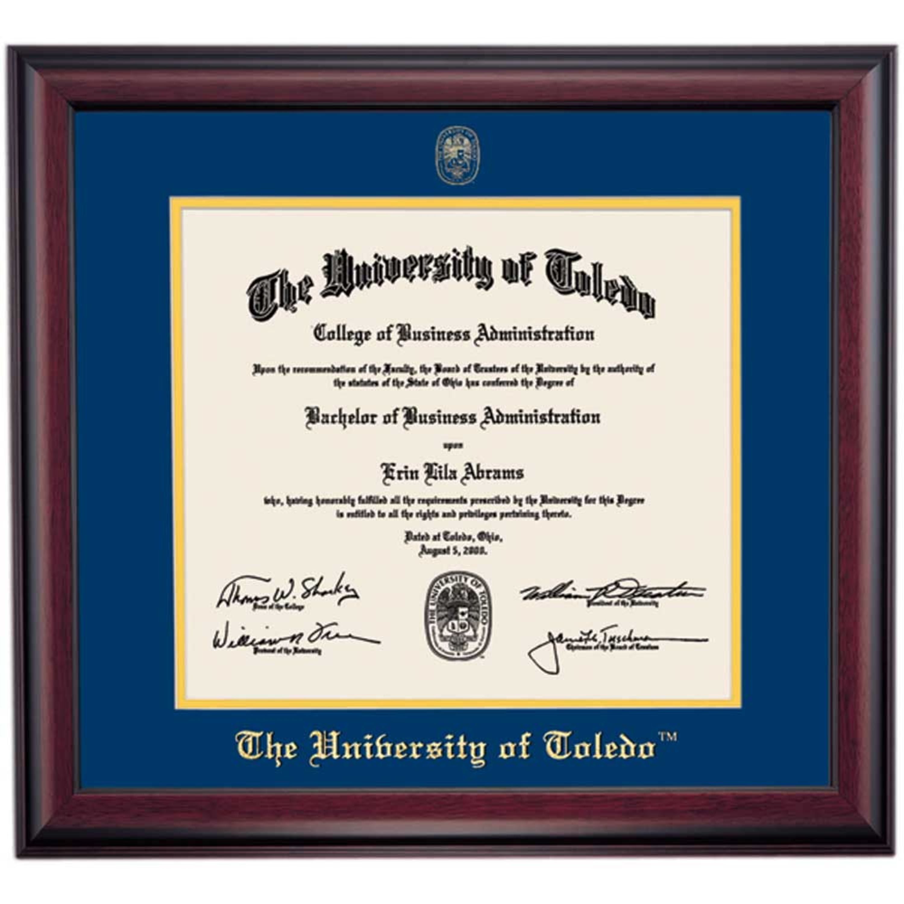 OCM Diploma Frame for The University of Toledo, 19" x 21" Graduate ...