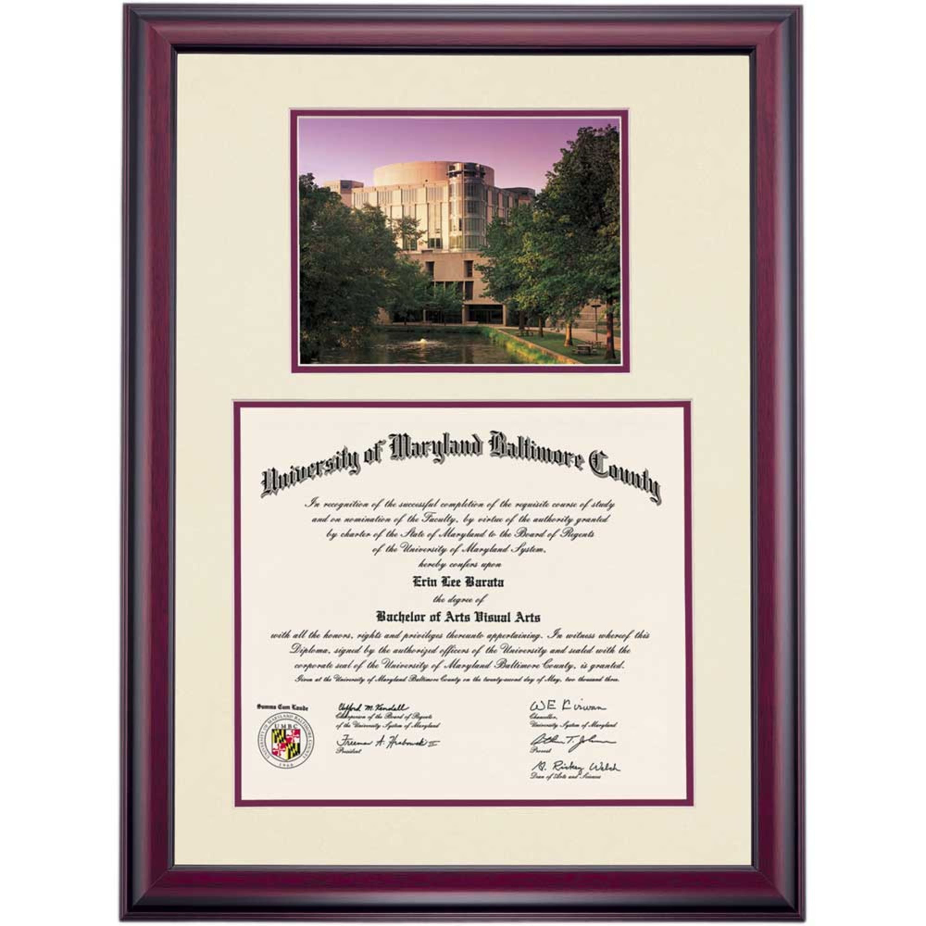 OCM Diploma Frame for U of Maryland, Baltimore County UMBC, Ivory ...