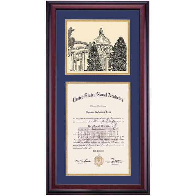 OCM Diploma Frame for United States Naval Academy, Navy/Gold Mat with ...
