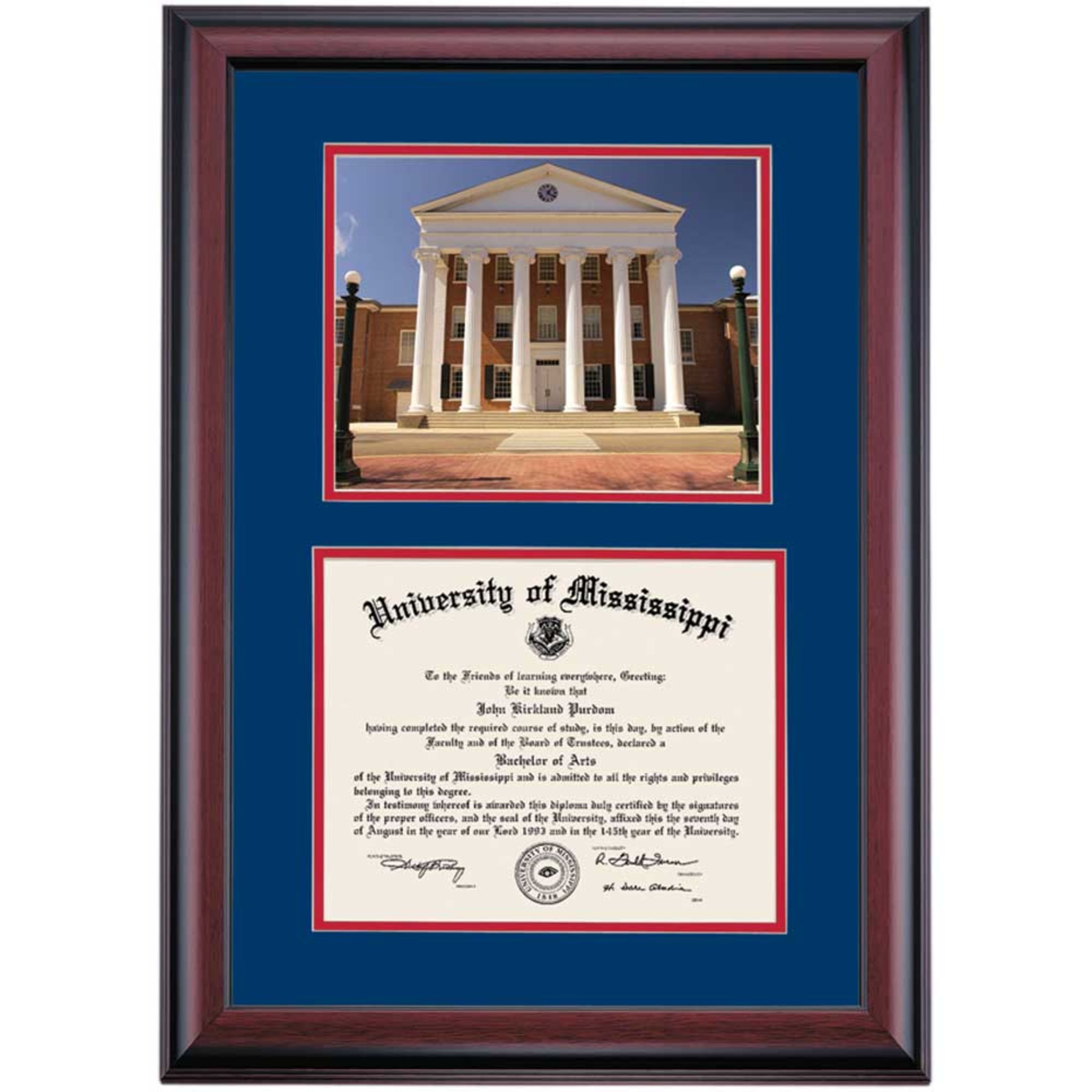 OCM Diploma Frame for University of Mississippi Ole Miss, Navy/Cherry ...