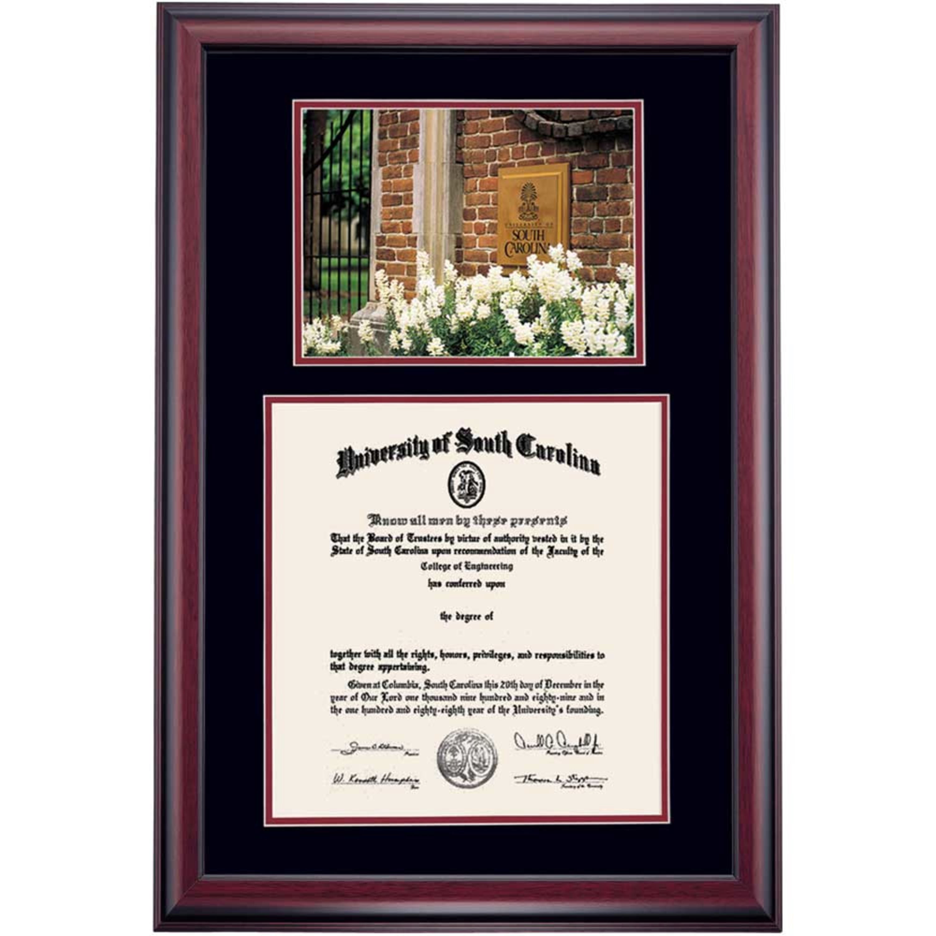 OCM Diploma Frame for University of South Carolina USC, Black/Maroon ...