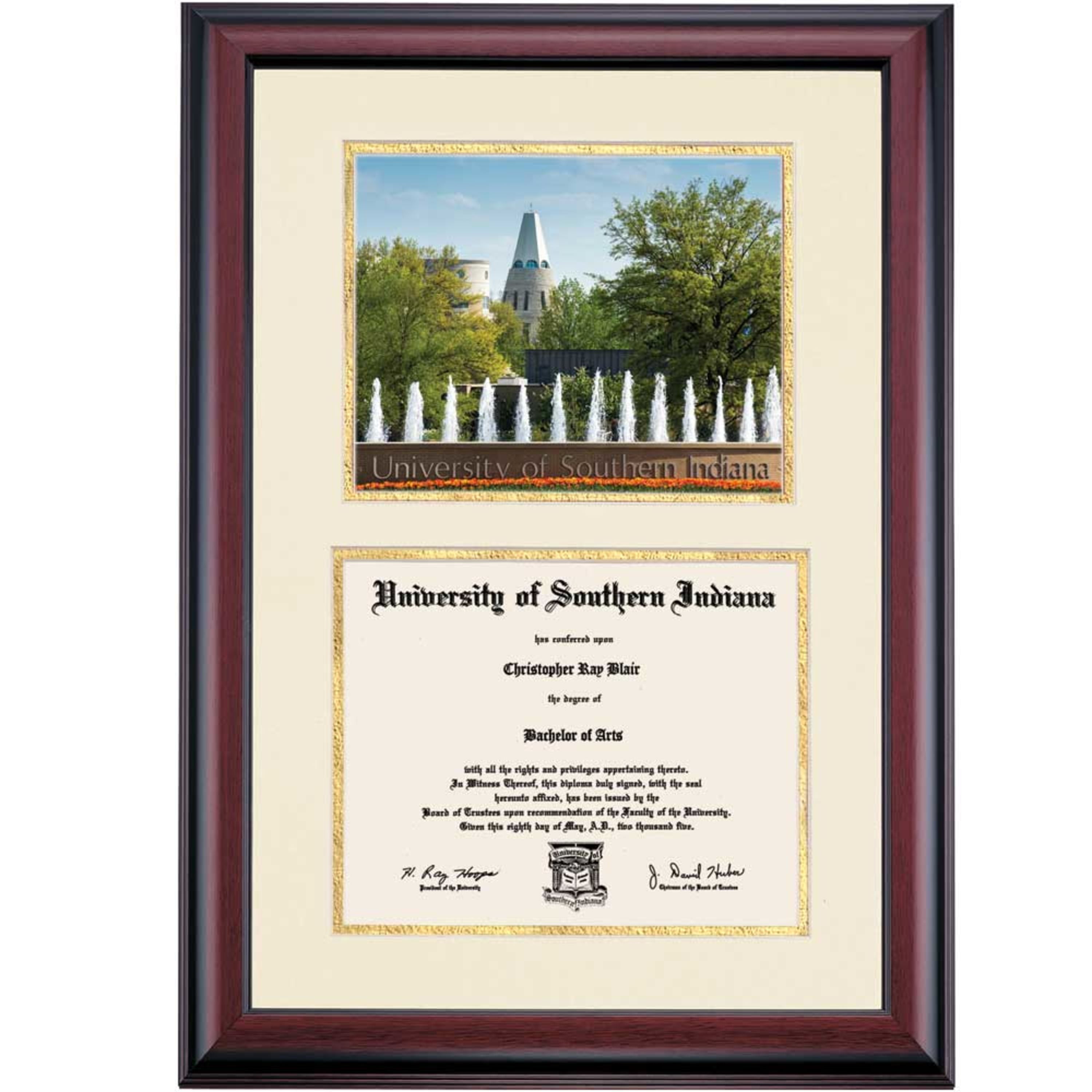 OCM Diploma Frame for University of Southern Indiana, Ivory/Gold Mat ...
