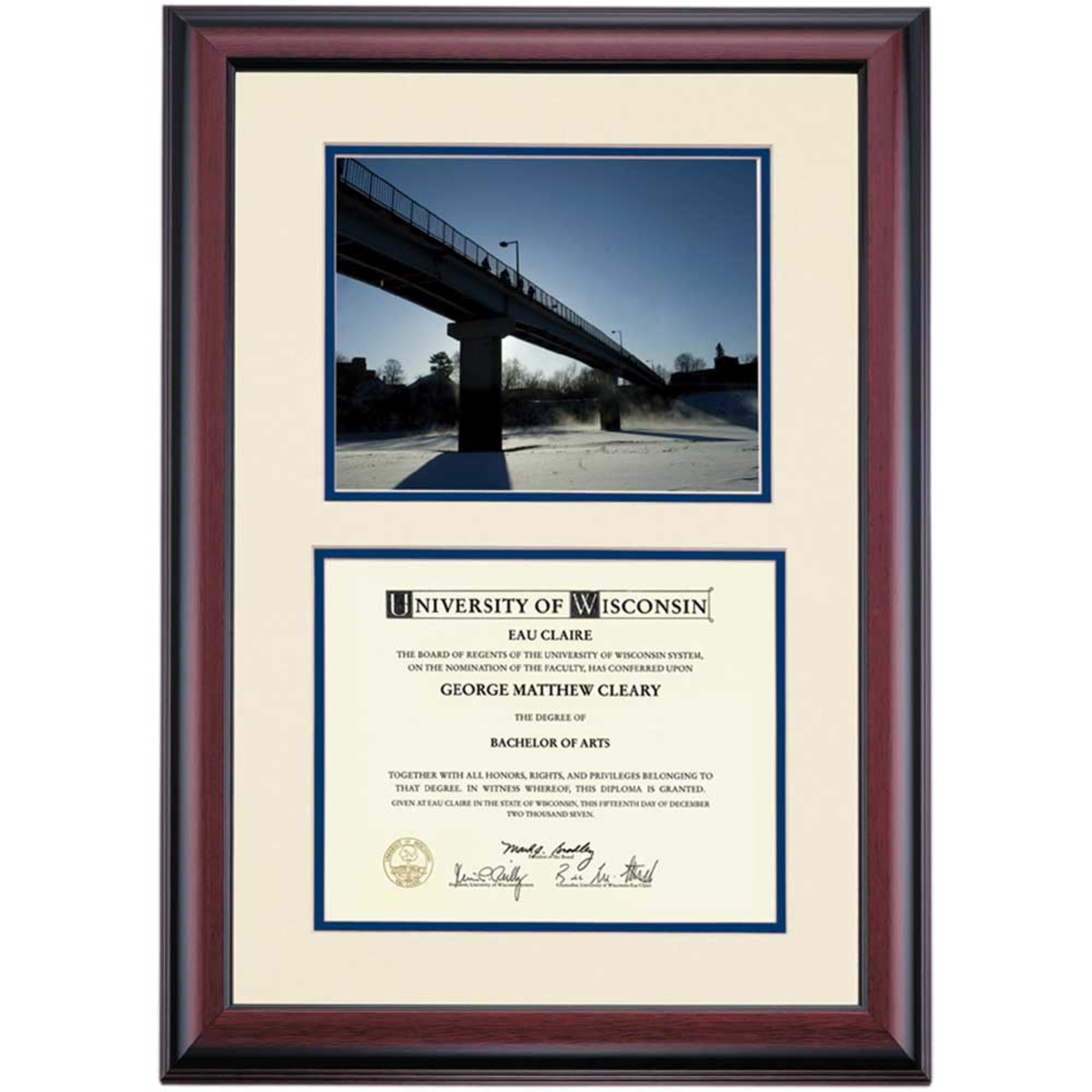 OCM Diploma Frame for University of Wisconsin-Eau Claire, Ivory/Navy ...