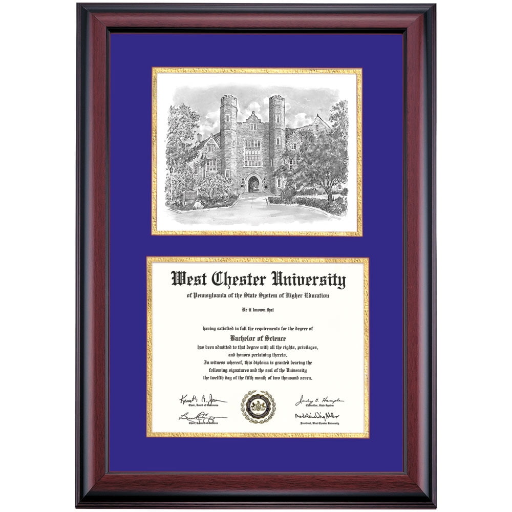 OCM Diploma Frame for West Chester University, Purple/Gold Mat with ...