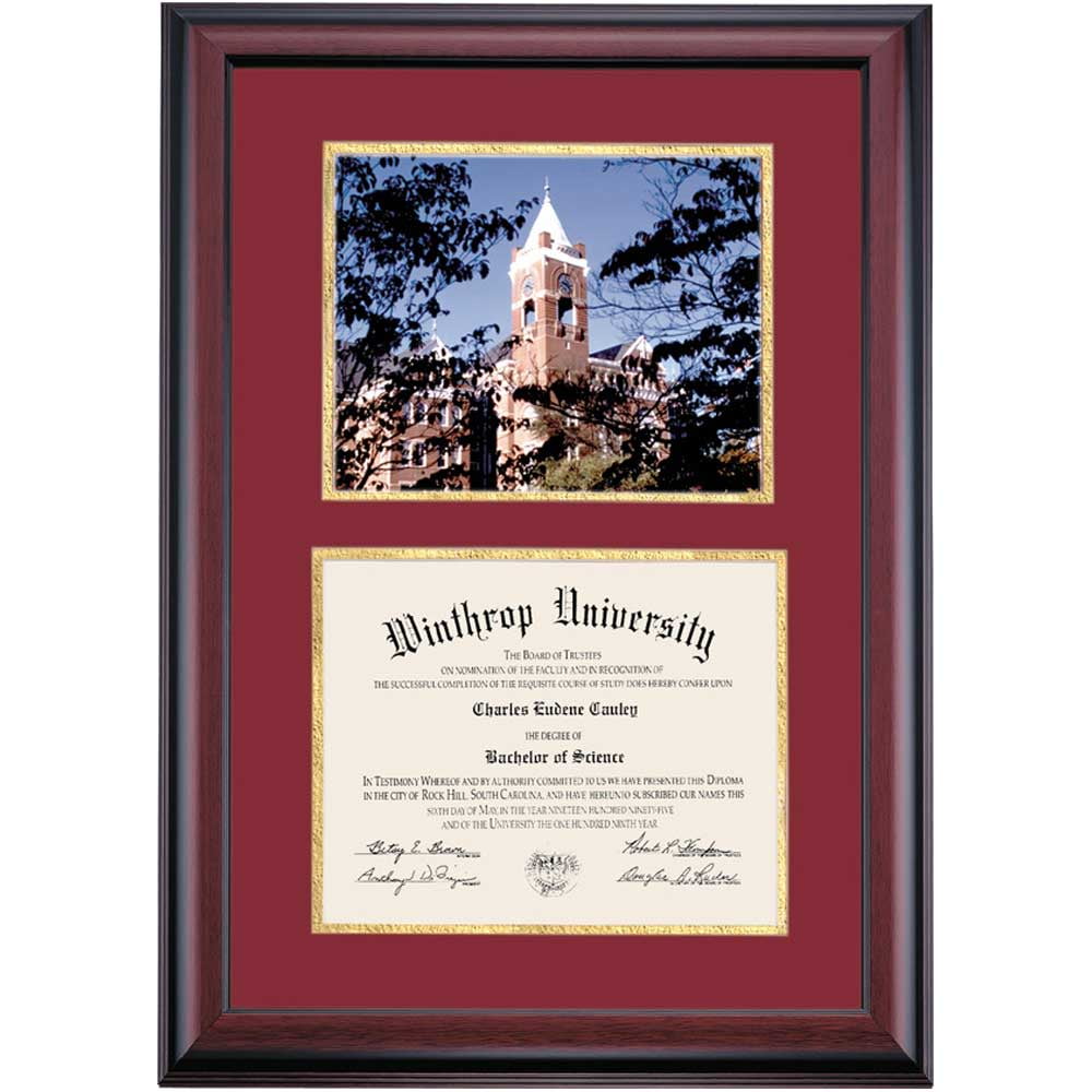OCM Diploma Frame for Winthrop University WU, Maroon/Gold Mat with ...