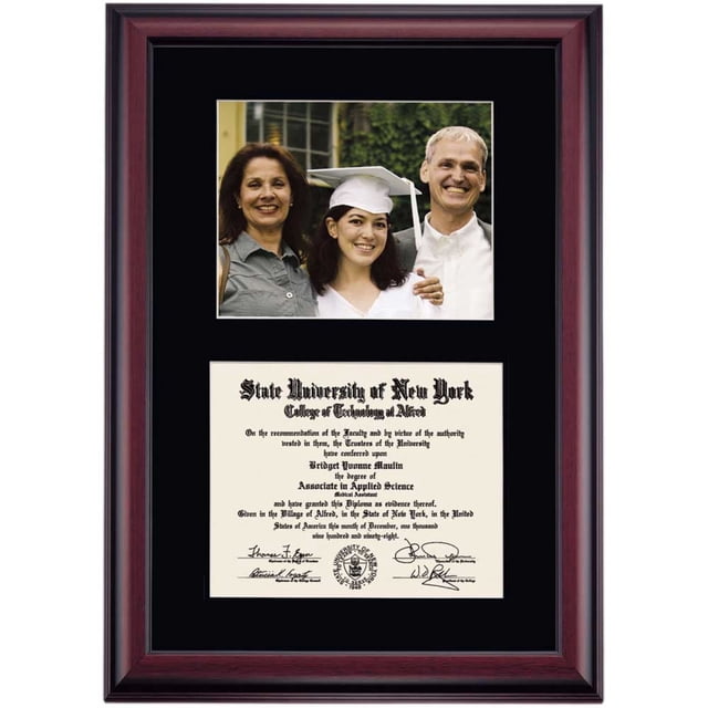 OCM Diploma and Photo Frame for Alfred State College, Black Mat, 8" x ...