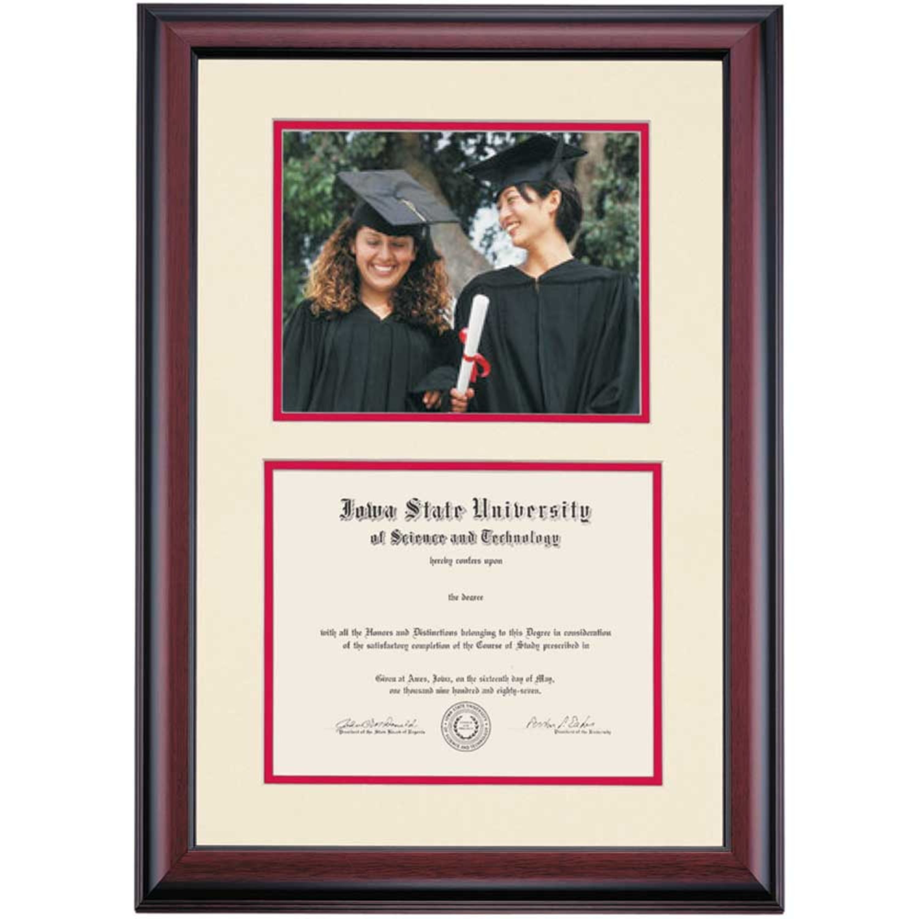 OCM Diploma and Photo Frame for Iowa State University ISU, Ivory/Cherry ...